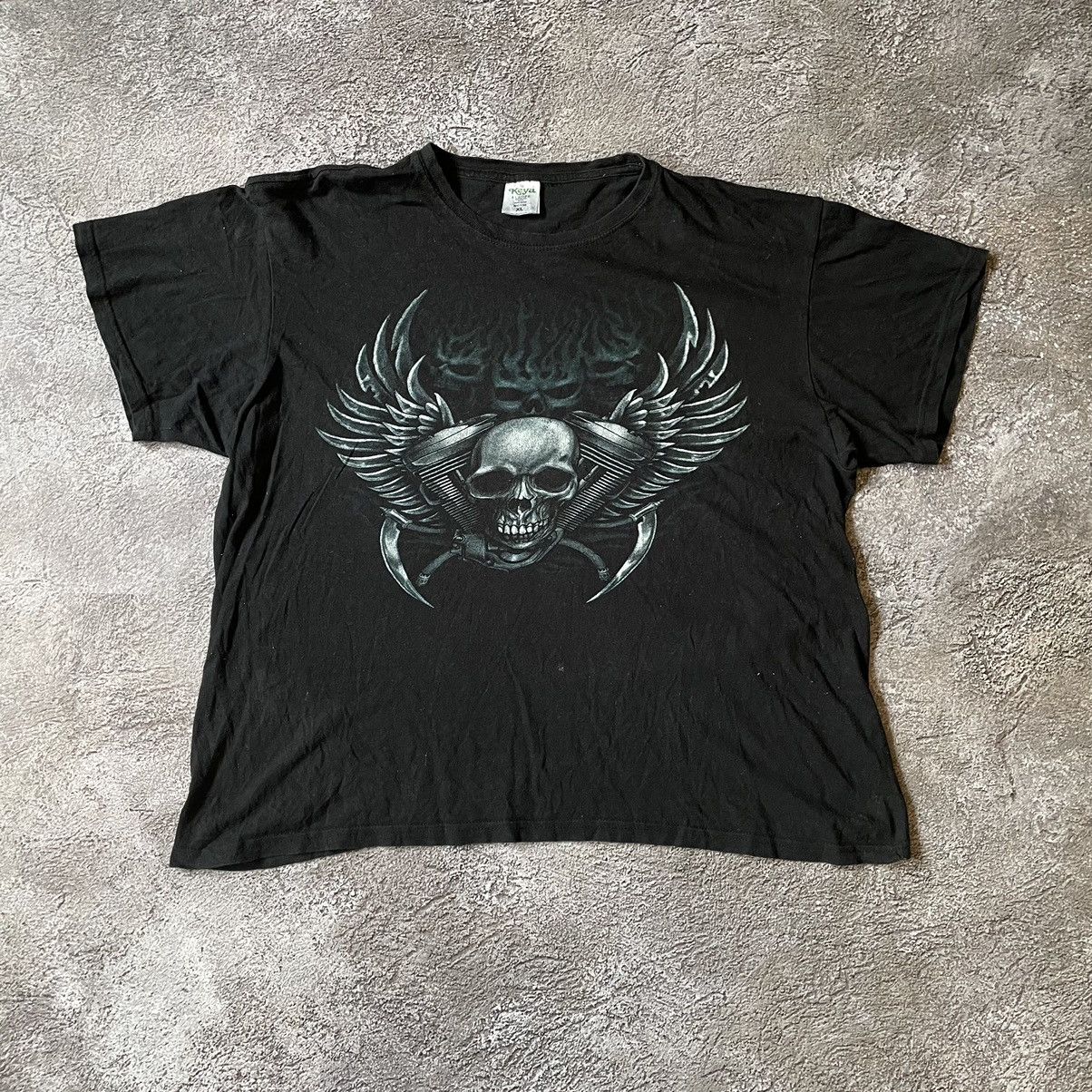 Band Tees × Vintage Vintage Y2K BONES ABSTRACT CREEPY FACE ANGRY HORROR ...