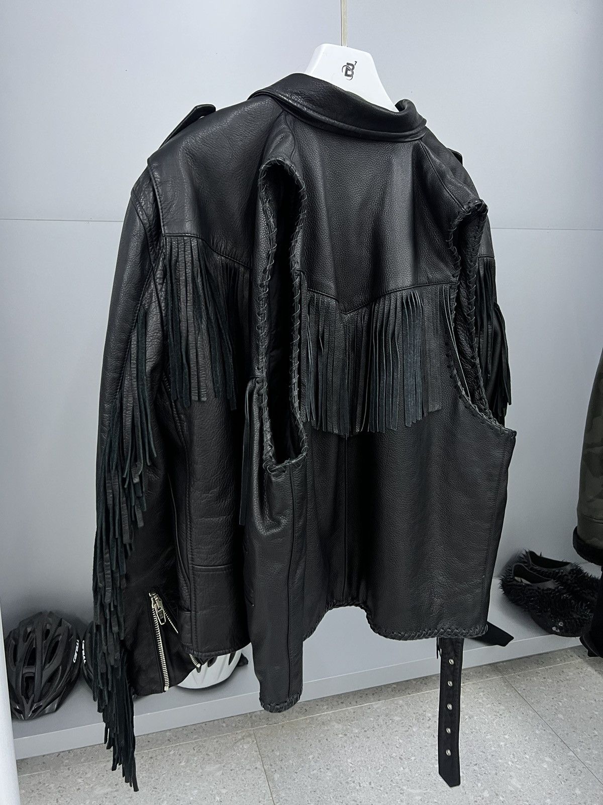 Balenciaga Balenciaga RARE fringe oversized two way leather jacket ...