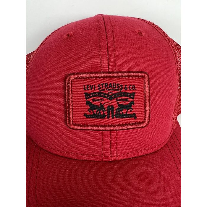 Levi's Levi’s Red Trucker Snapback Hat Cap Mesh Back Patch Logo | Grailed
