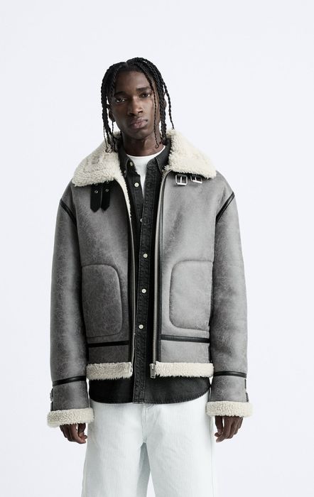 Zara DOUBLE-FACED FLEECE LINED JACKET | Grailed