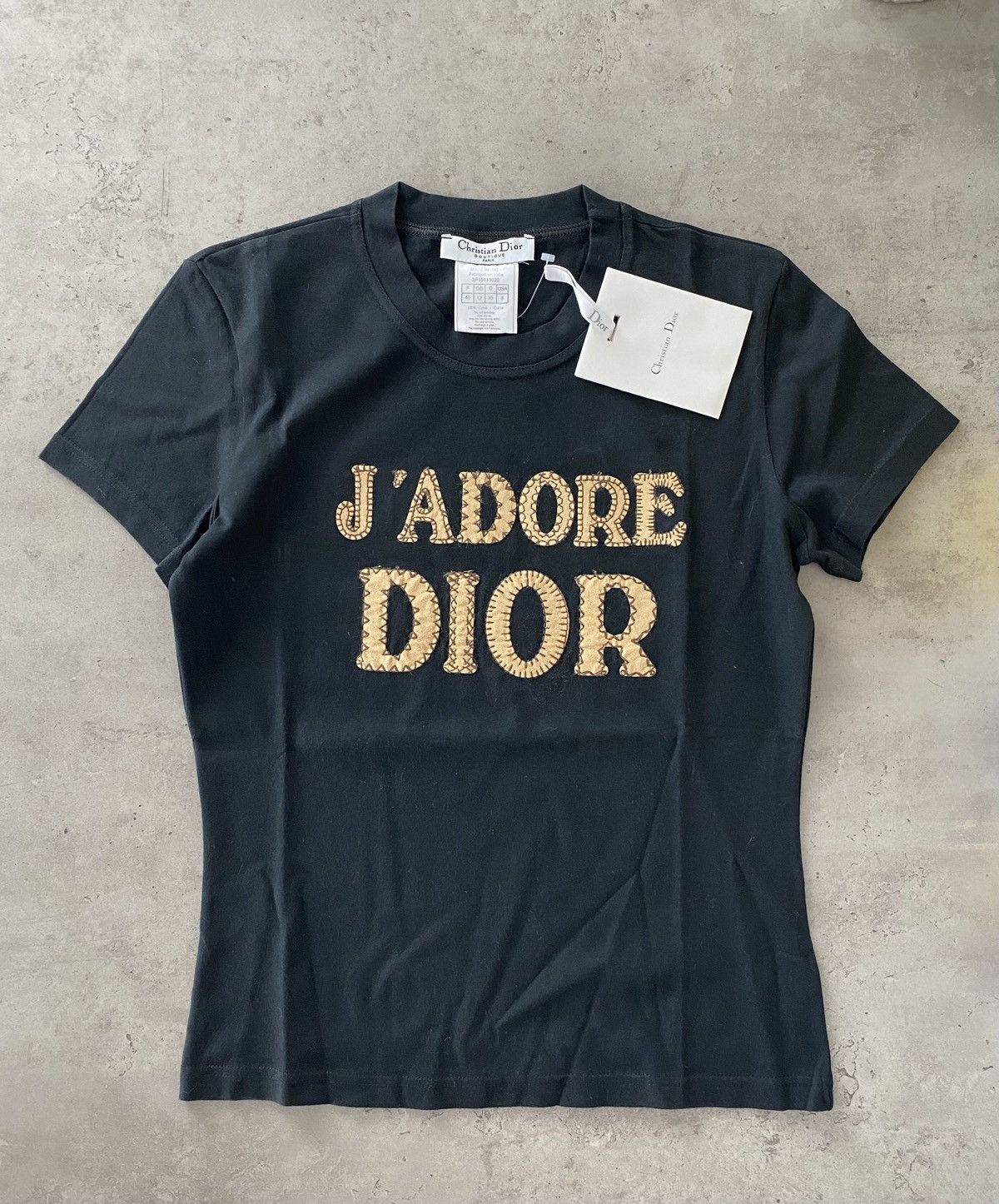 Dior CHRISTIAN DIOR "J'ADORE DIOR" BLACK PATCH LOGO T-SHIRT | Grailed