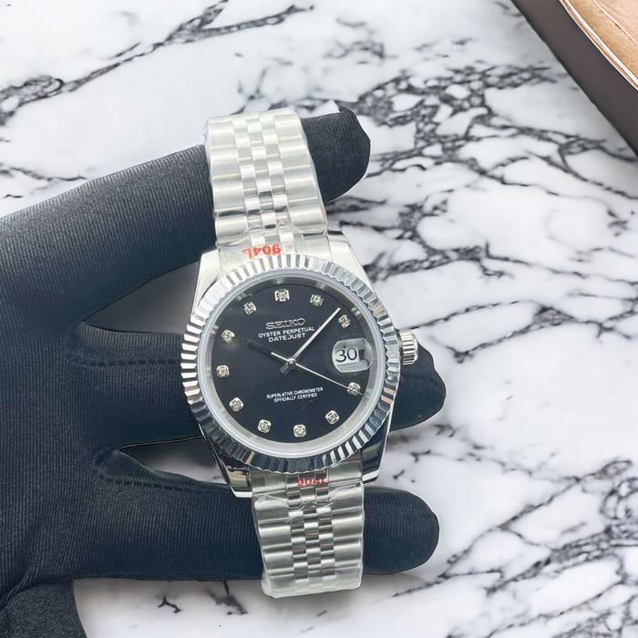 Seiko Seiko Mod Datejust 40mm Black Diamond Dial Jubilee Watch | Grailed