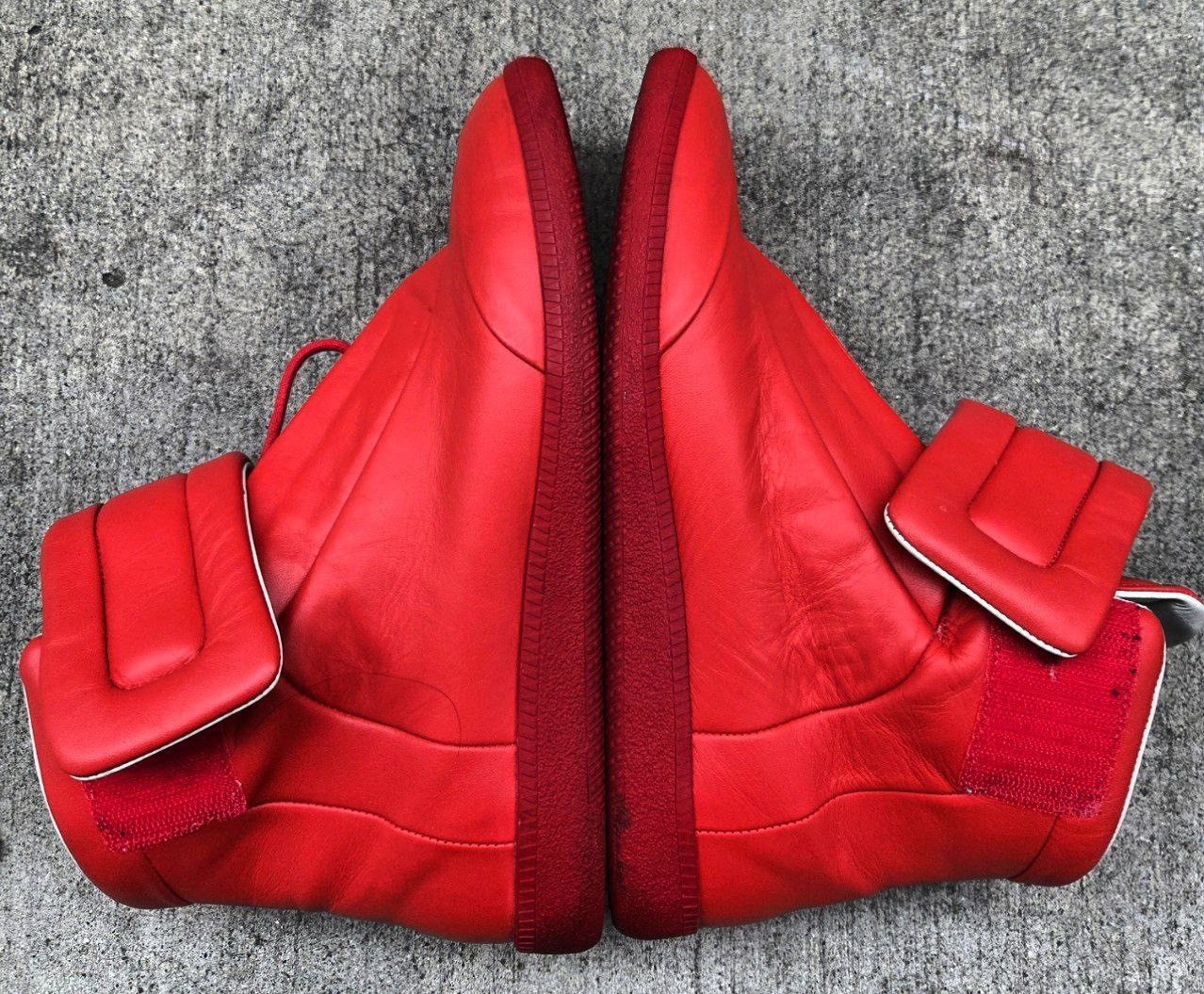 Maison Margiela Maison Margiela High Top Red Leather Sneakers | Grailed