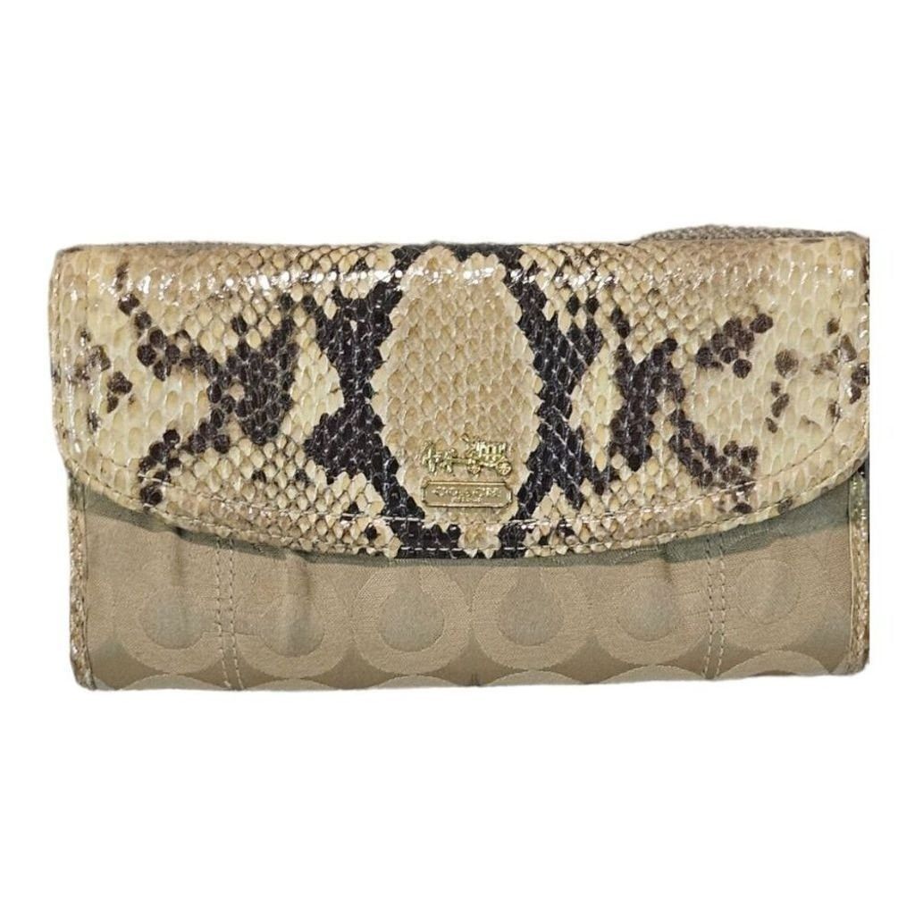 Coach Coach Signature Canvas and Leather Snake Skin Clutch Wallet | Grailed