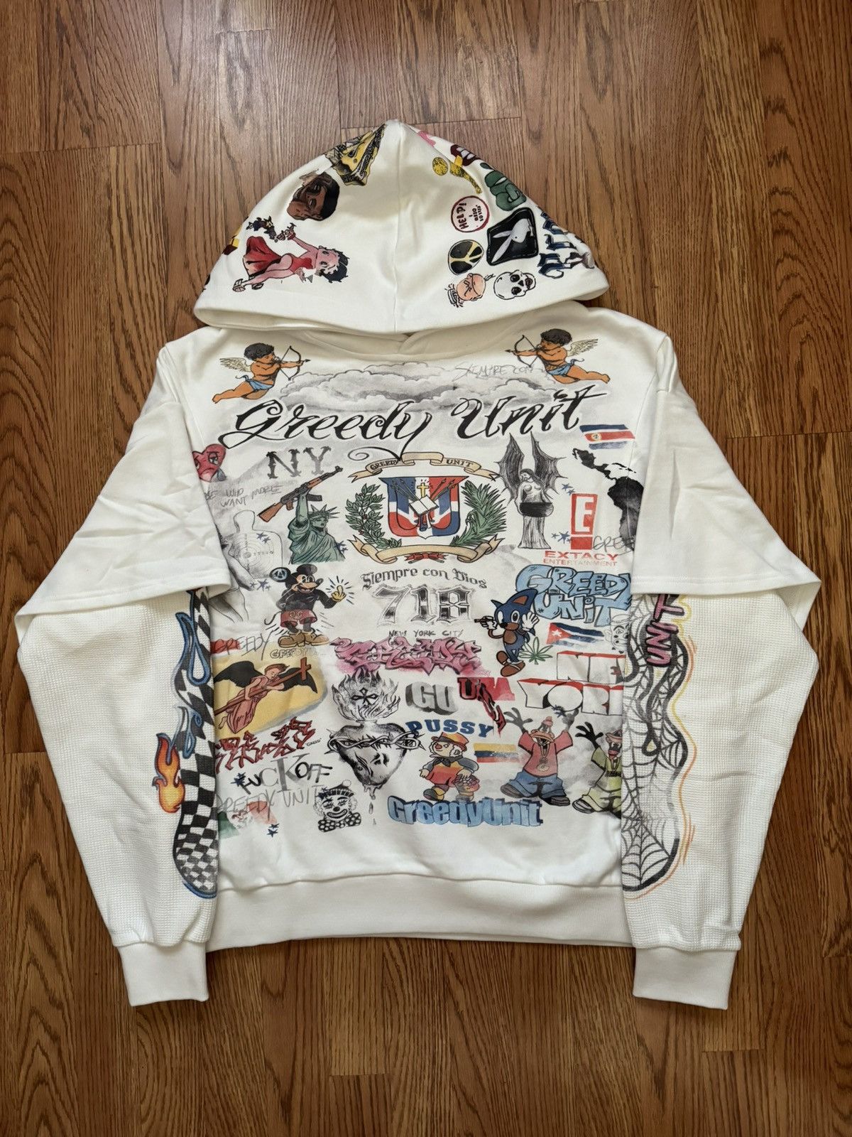 Streetwear Greedy Unit - Multi-Layer All Over Print Hoodie | Grailed