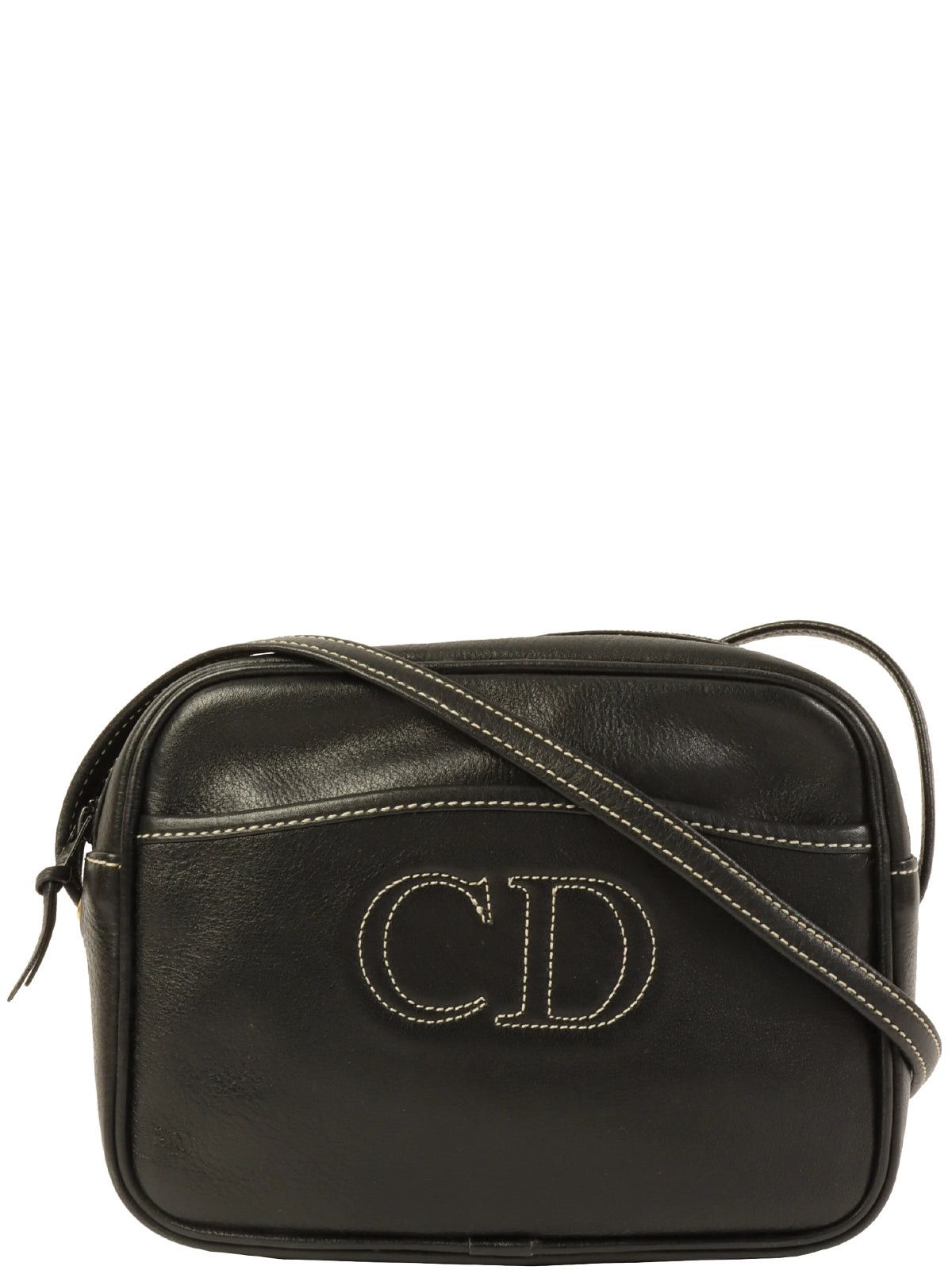 Dior DIOR Logo Stitch Shoulder Bag Black | Grailed