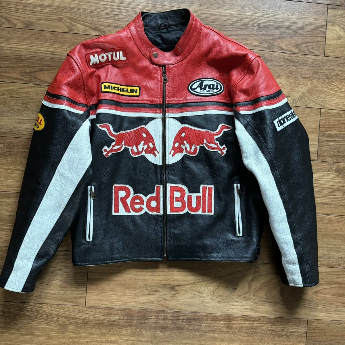 Red Bull Vintage 90s Red Bull leather racing jacket | Grailed