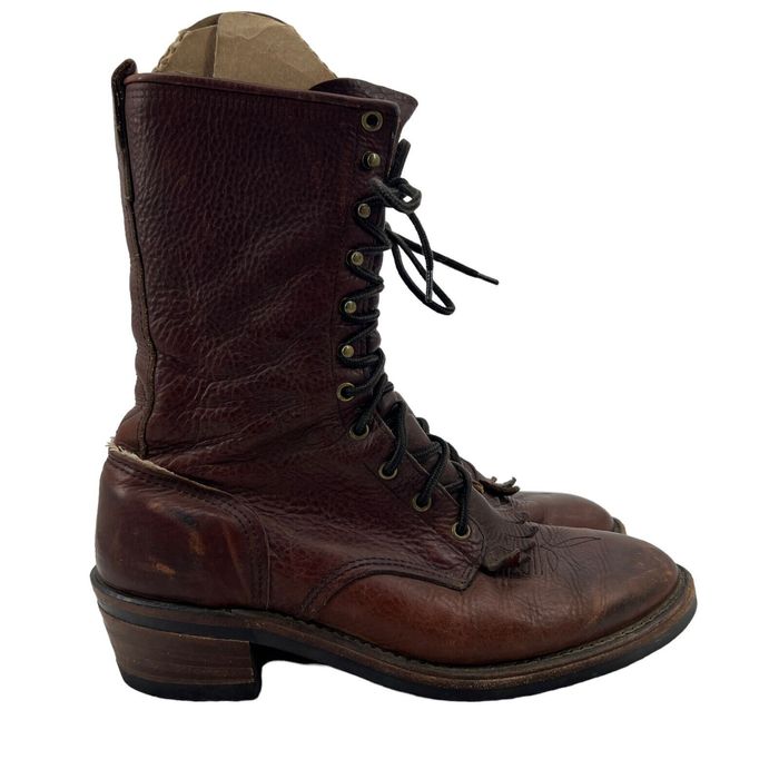 Vibram Vintage Vibram Cowboy Western Flap Boots Mens 10.5 Burgundy ...
