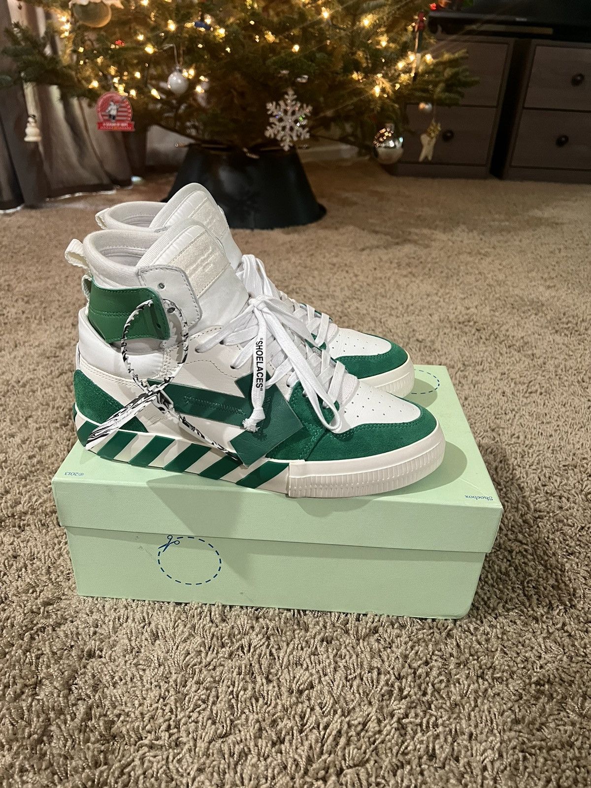 Off-White Off White High Top Vulcanized Green | Grailed