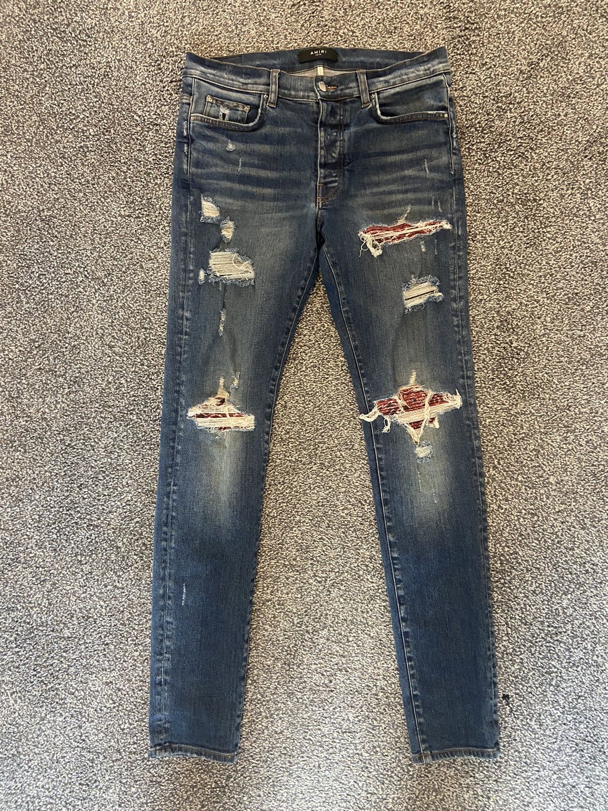 Amiri Amiri jeans mx1 red bandana patch | Grailed