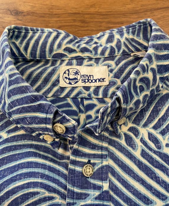Reyn Spooner Vintage 90’s Reyn Spooner Hawaiian Shirt Waves Water Japan ...