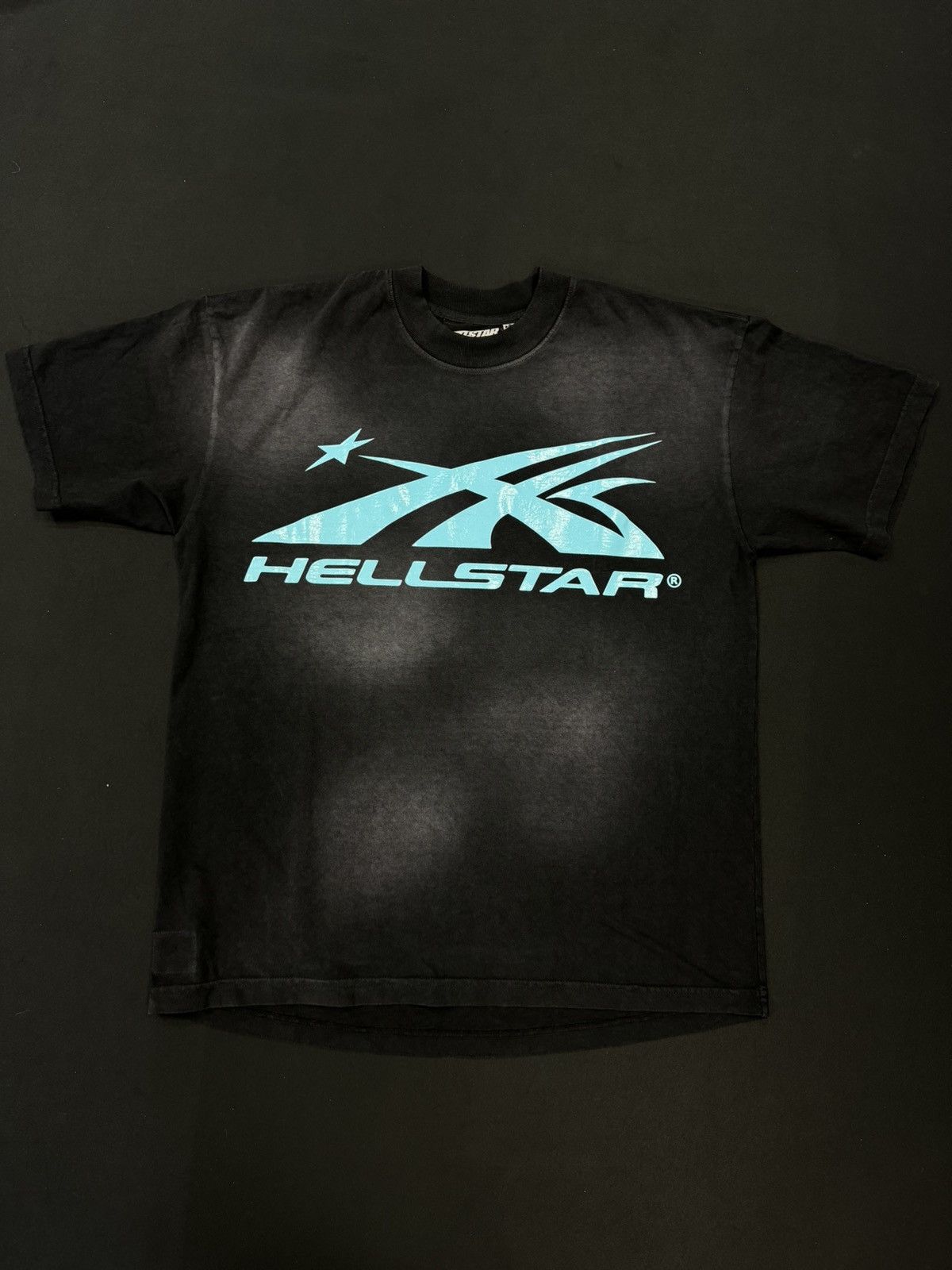 HELLSTAR Hellstar Sport Logo Gel Black/Light Blue T-Shirt | Grailed