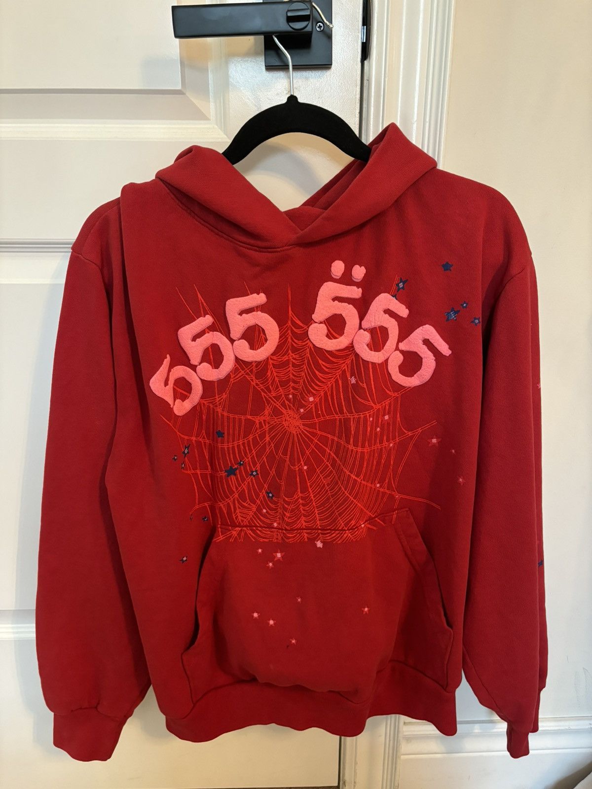 Sp5der Sp5der Number 555 Hoodie 'Red' | Grailed