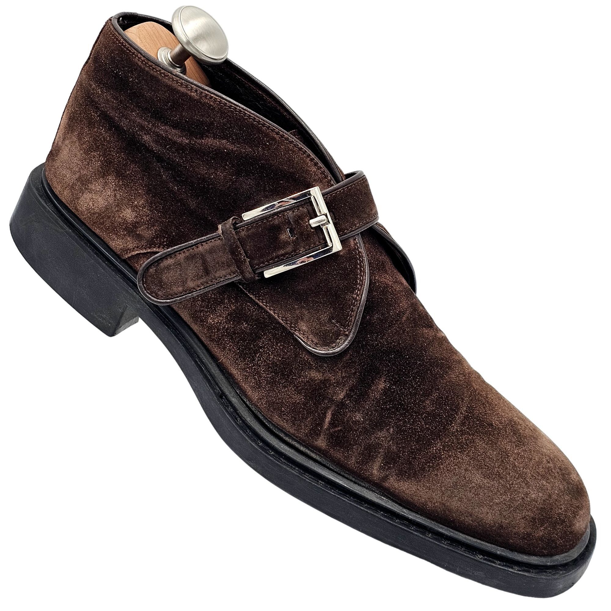 Versace Vintage Versace Italy Medusa Buckle Brown Suede Dress Shoes ...