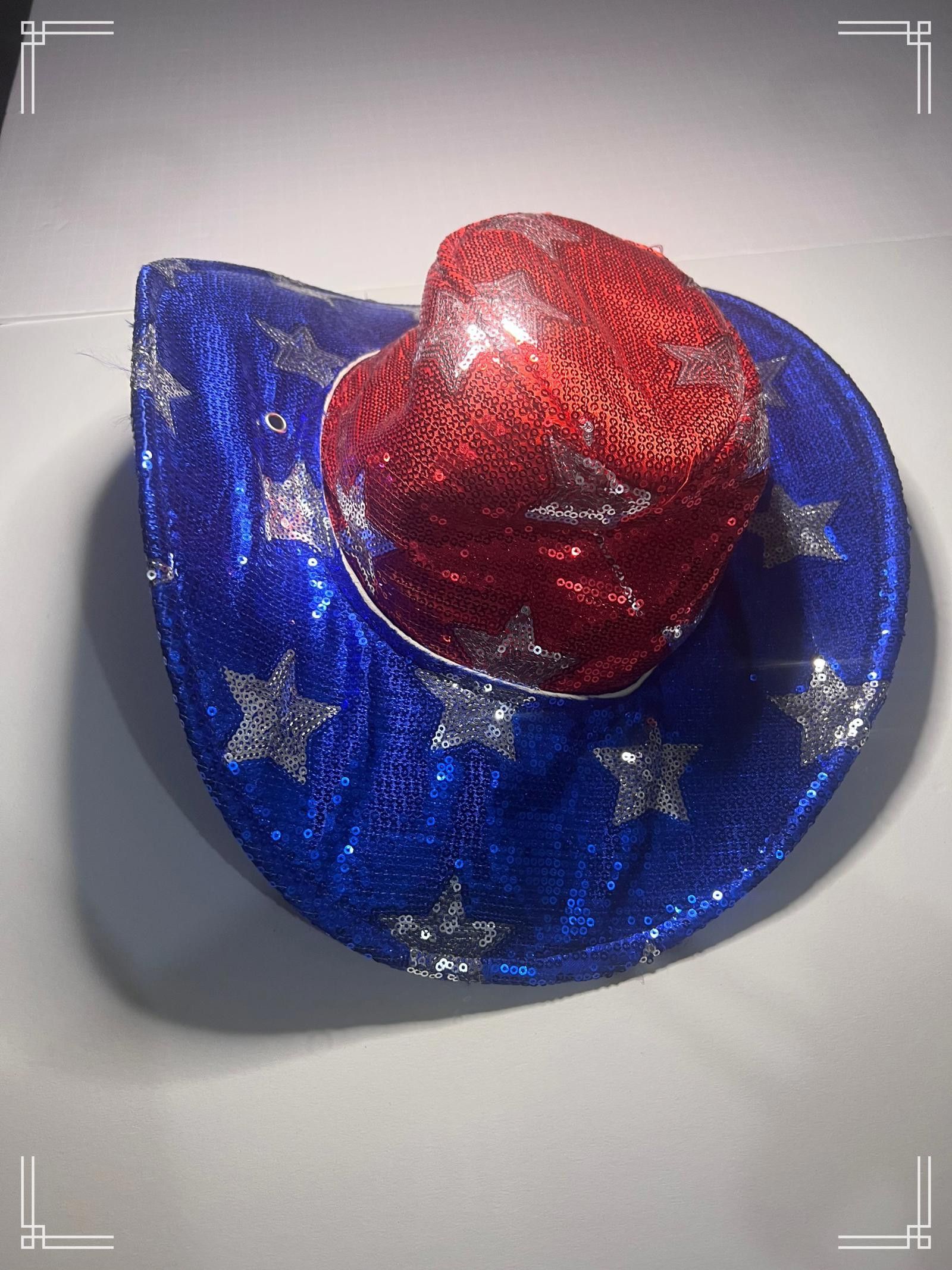 Designer Sequin Star-Spangled Cowboy Hat - Red and Blue | Grailed