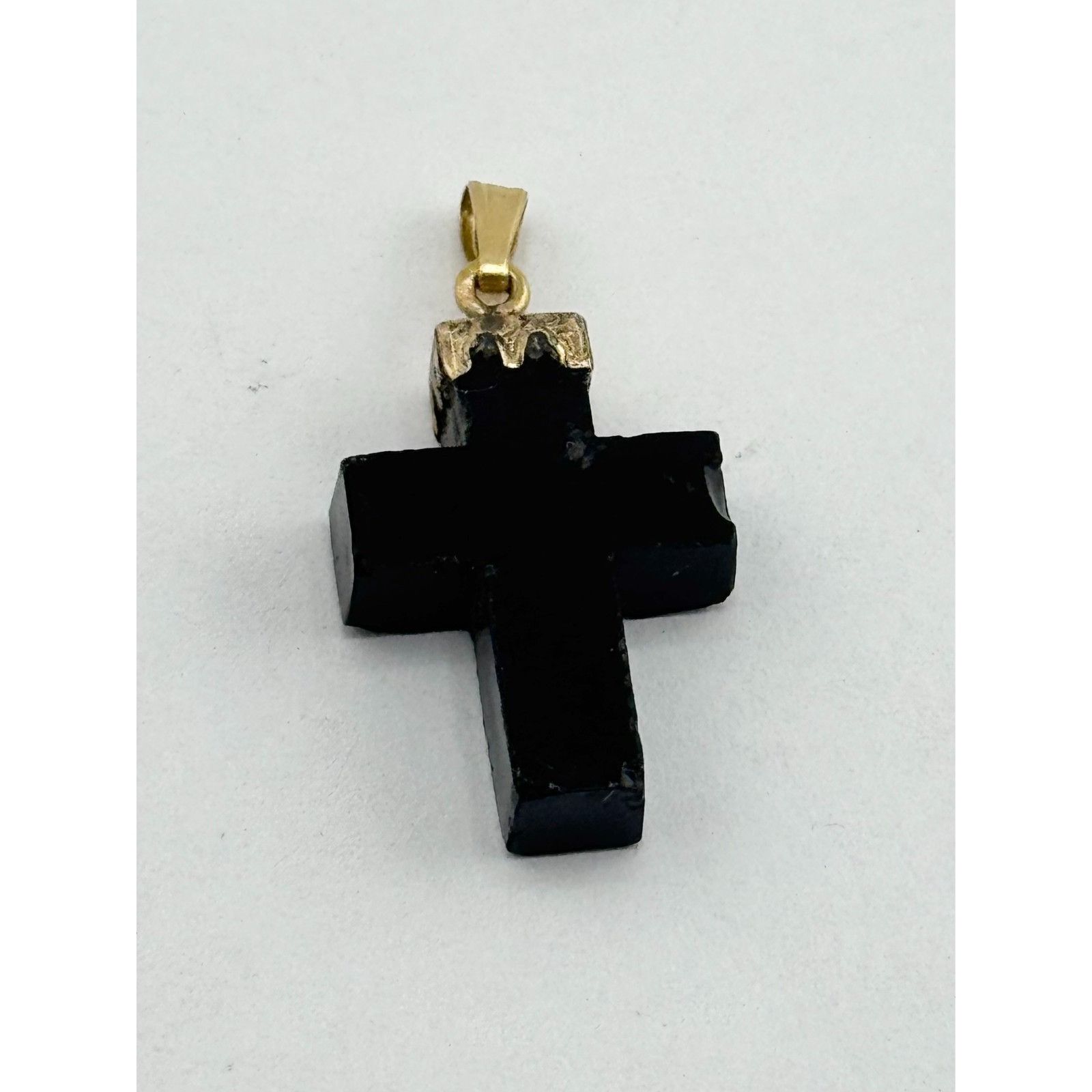 Vintage Estate Antique 14k Black Jet Onyx Stone Cross Charm | Grailed