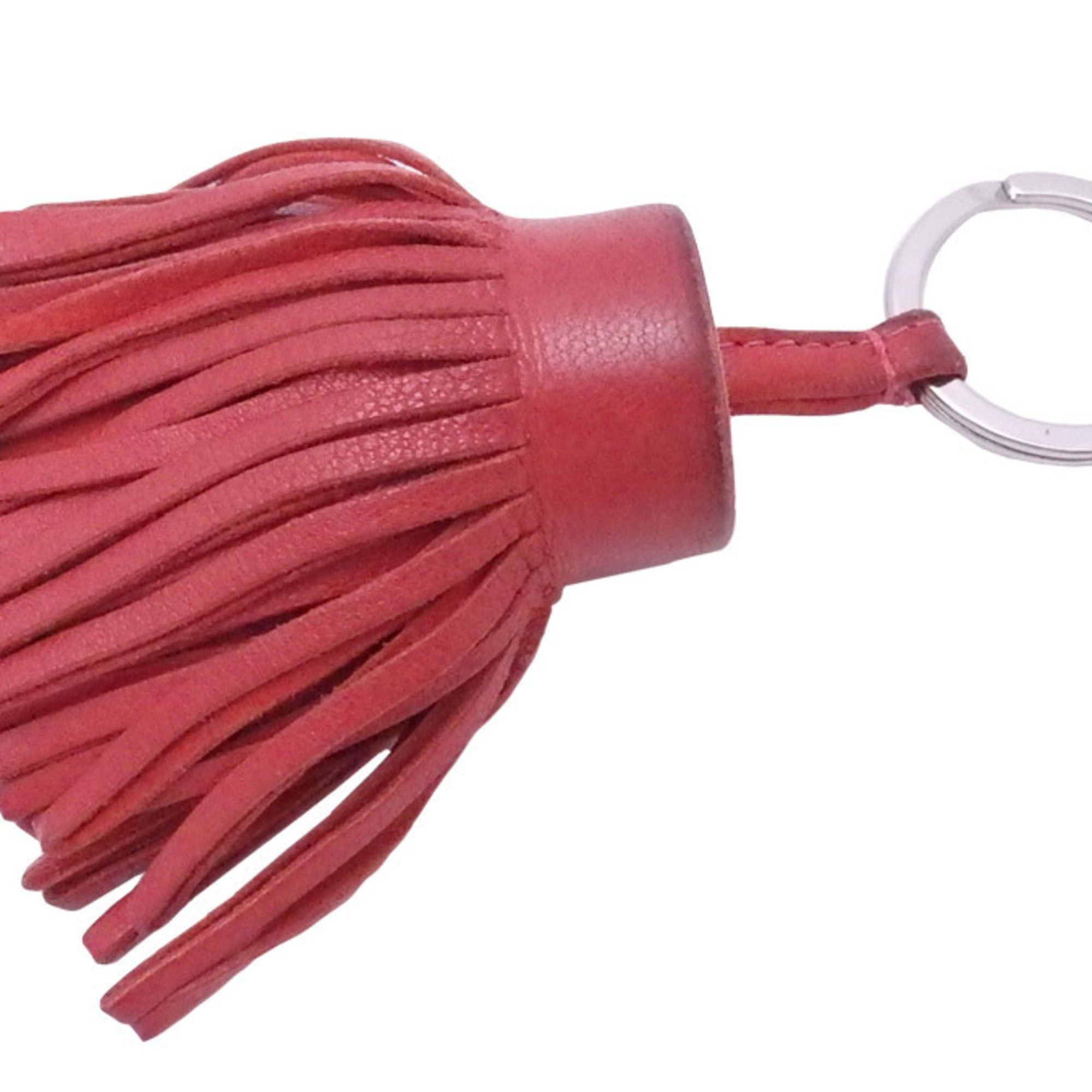 Hermes HERMES key ring holder Carmen red leather x silver metal ...