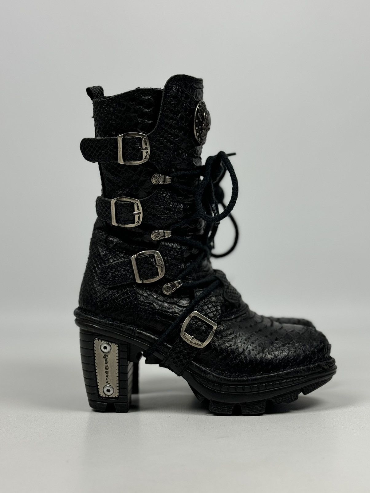 Vintage New Rock Originals Leather High Heels Boots | Grailed