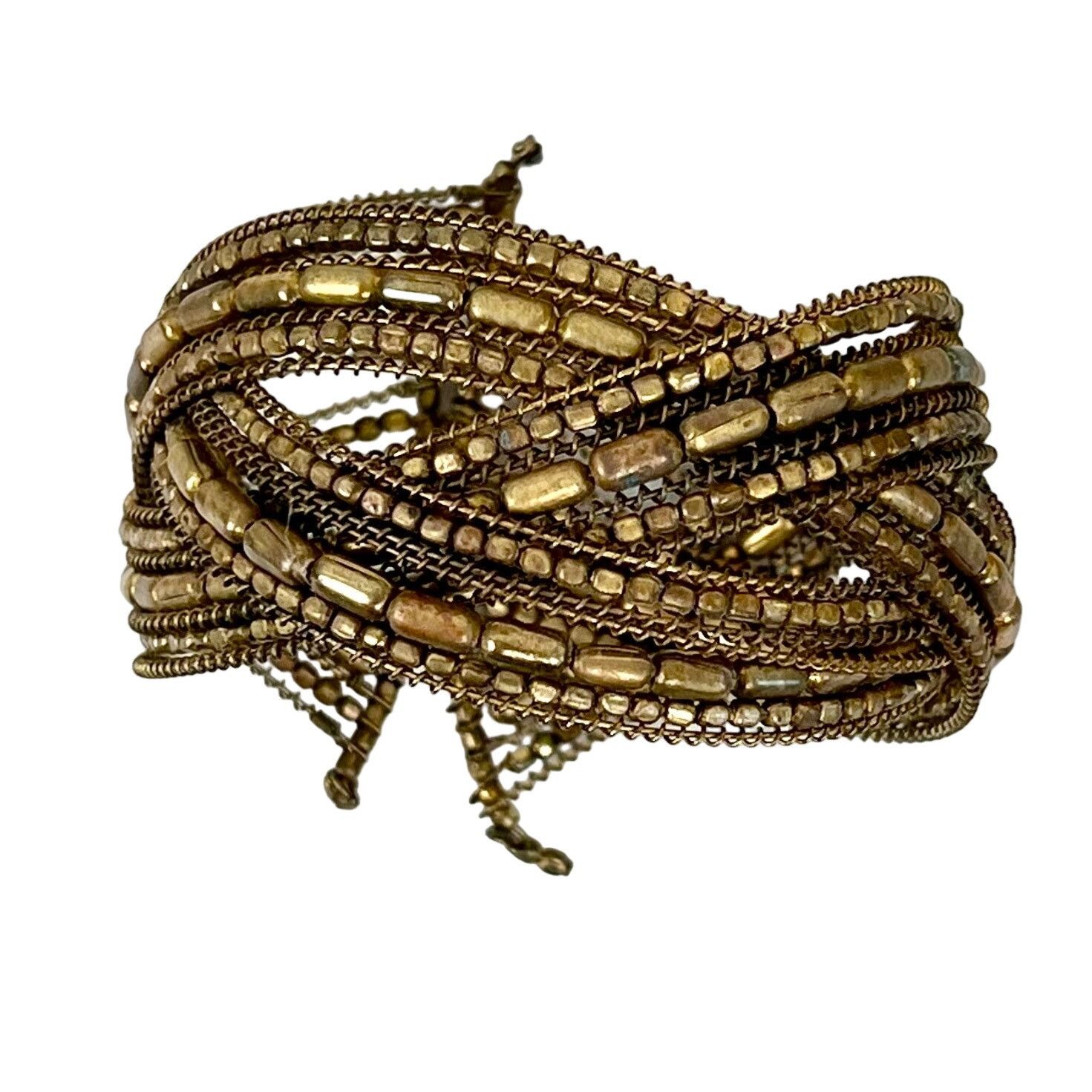 Other Vintage Beaded Braided Wire Cuff Bracelet Bronze Tone | Grailed