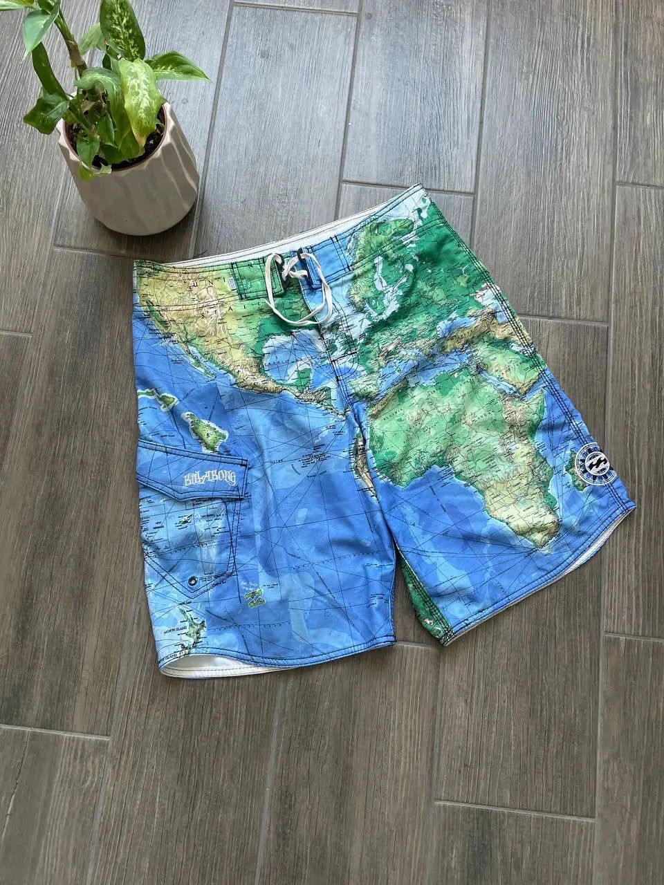 Billabong × Surf Style × Vintage Billabong world map y2k surf shorts ...