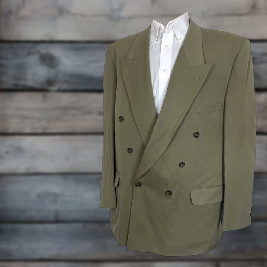Olive VINTAGE Mario Reda Blazer Jacket Mens 46L Olive Green Solid Wool ...