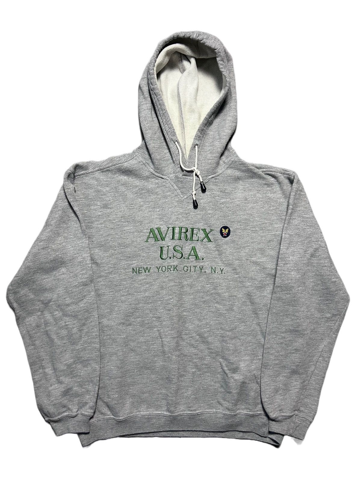 Avirex × Vintage Avirex hoodie grey vintage big logo USA New York | Grailed