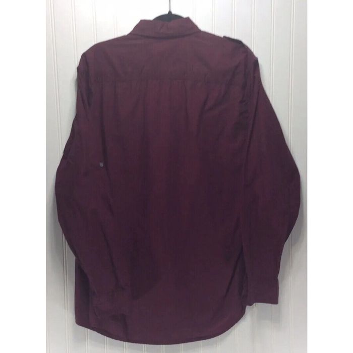 Apt. 9 APT. 9 Mens Dark Burgundy Roll Tab Sleeves Shirt Size L | Grailed