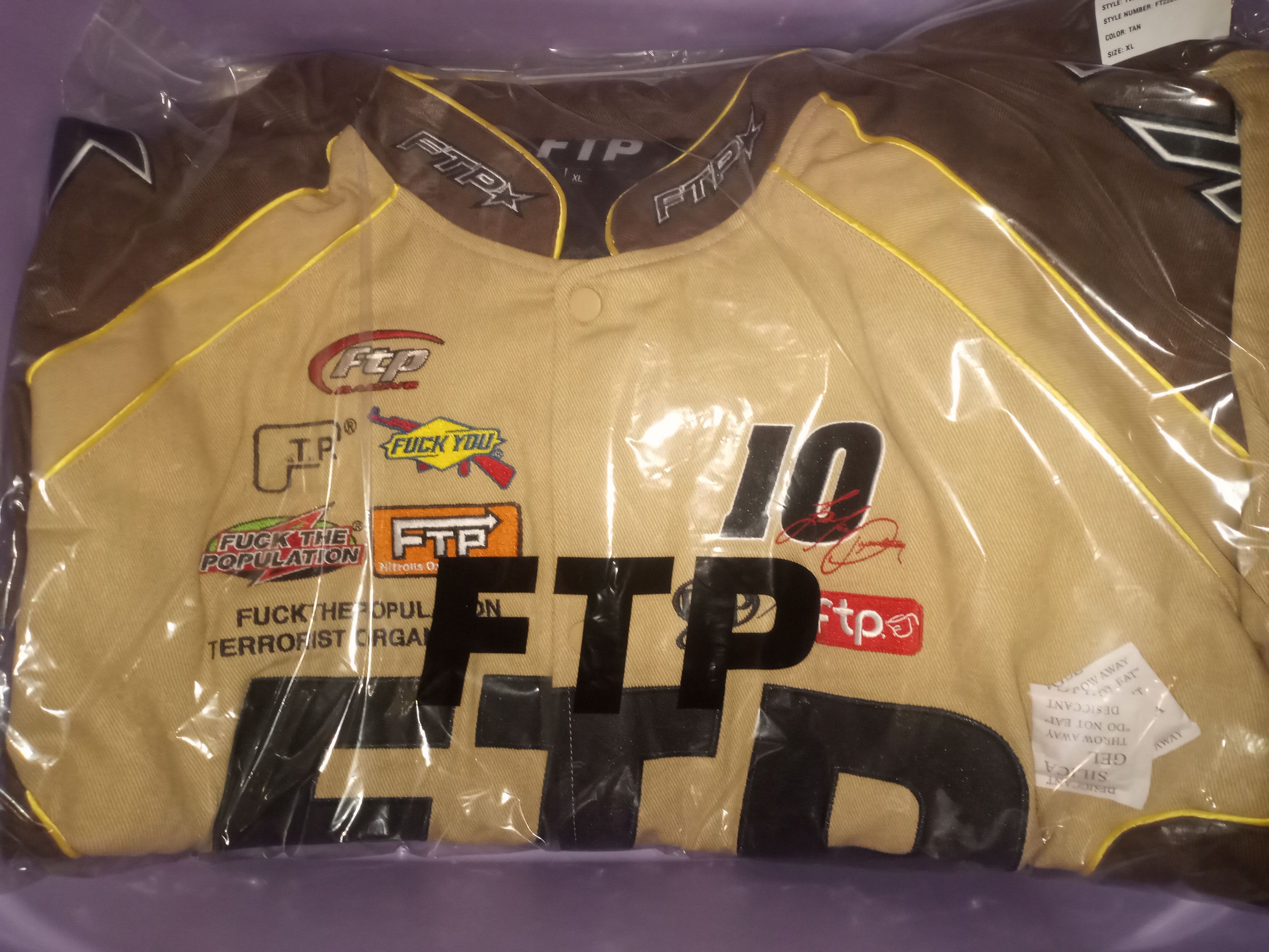 Fuck The Population FTP Racing Jacket - Nascar Jacket - XL - Brown - DS ...