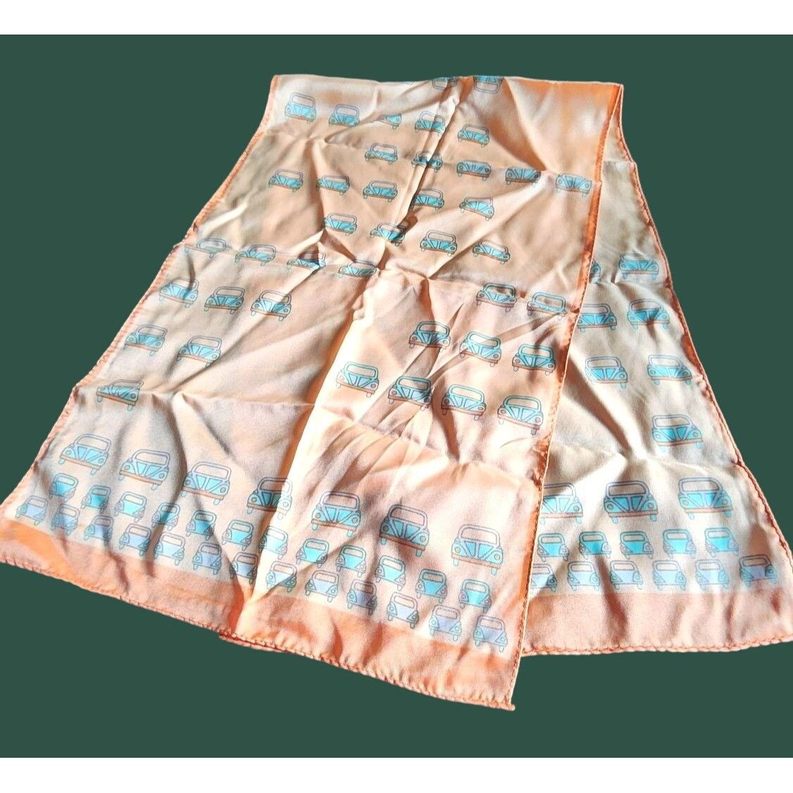 Vintage Vintage Beige Silk Scarf With Retro Car VW Bug Pattern | Grailed