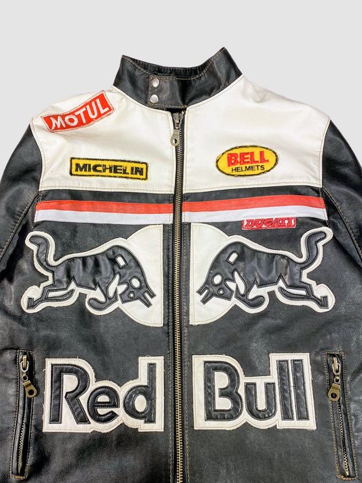 Red Bull RedBull Rare Vintage 90s Leather Jacket "M" | Grailed