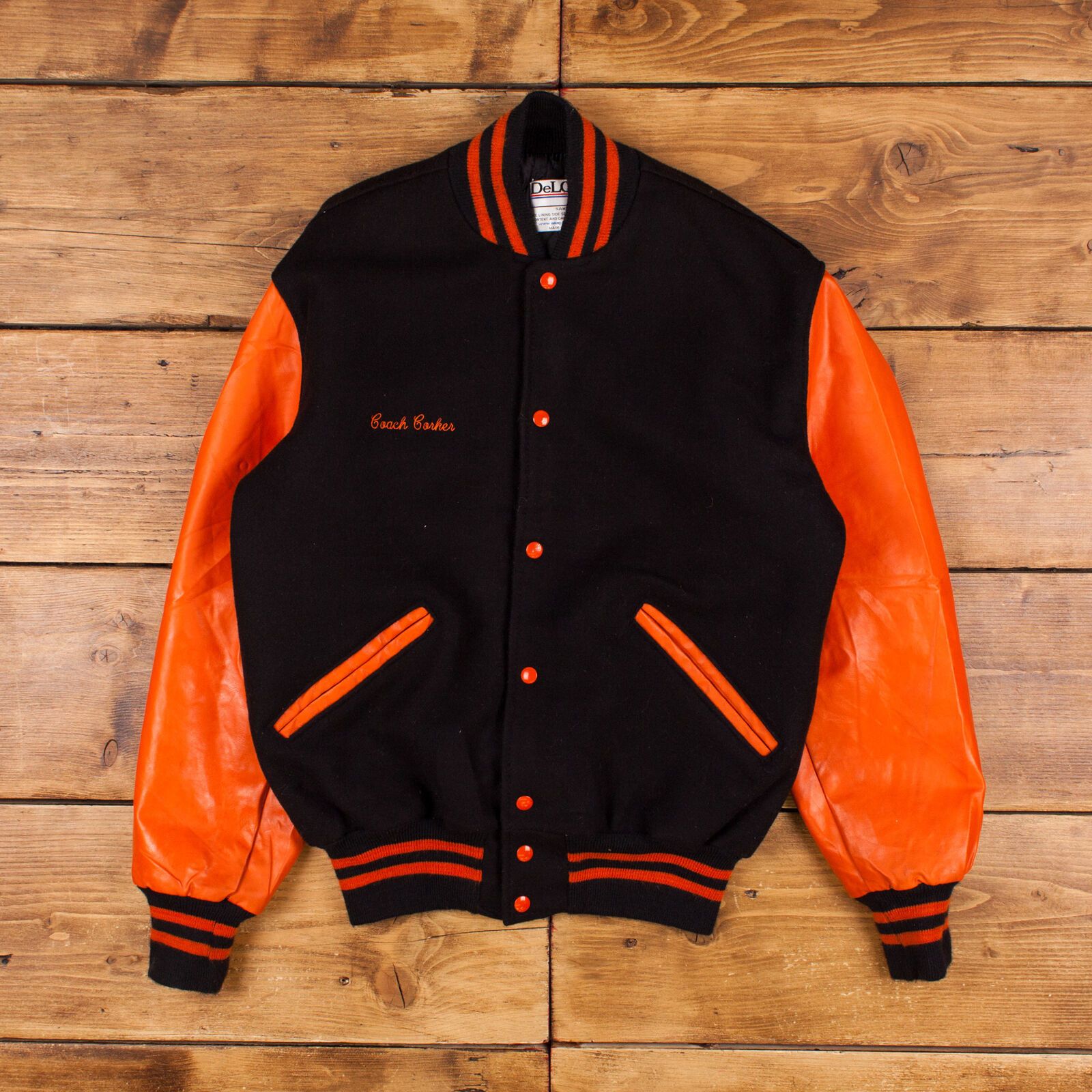Vintage Vintage DeLong Varsity Jacket L 90s Bomber Leather High School ...