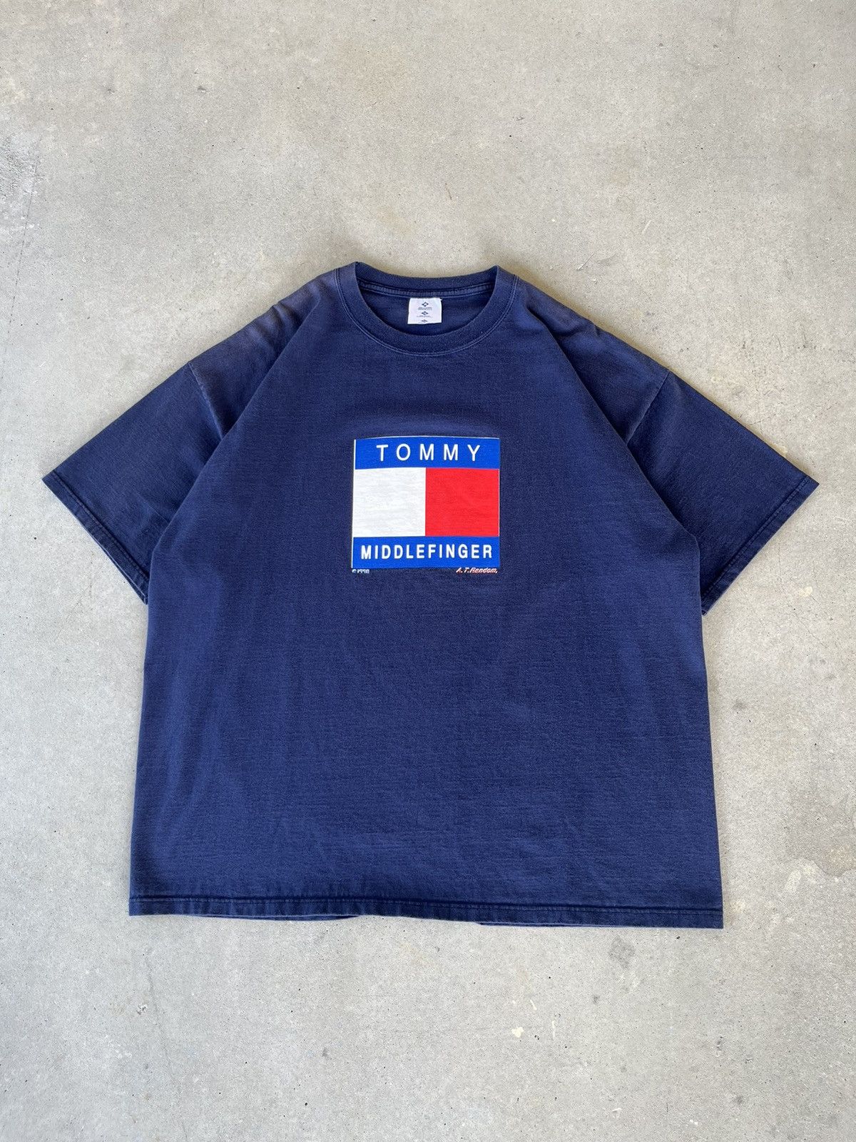 Vintage Vintage 90’s Tommy Hilfiger “ Middle finger “ Parody T-Shirt ...