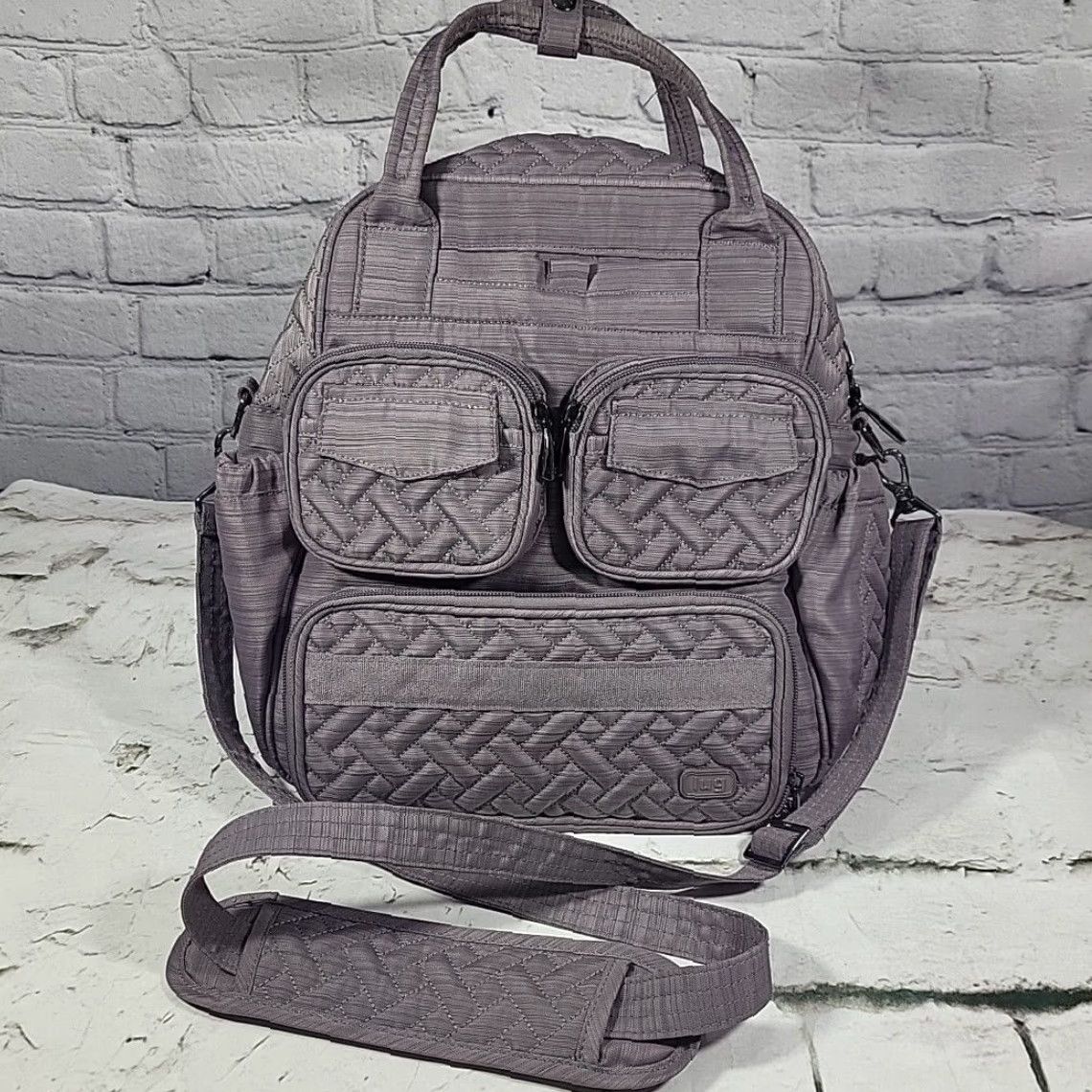 Vintage Gray Purse Mini Tote Bag Travel Satchel Crossbody Diaper Lug ...