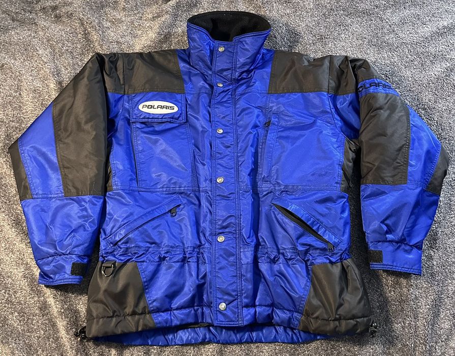 Vintage Vtg 90s Polaris Snowmobile Racing Jacket Blue Satin Finish ...