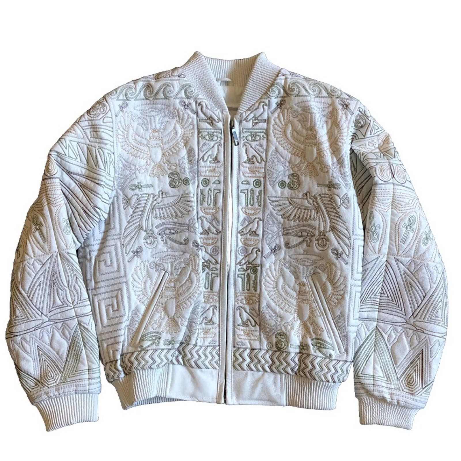 Vintage VTG East Side Embroidered Pharaoh Leather Jacket | Grailed