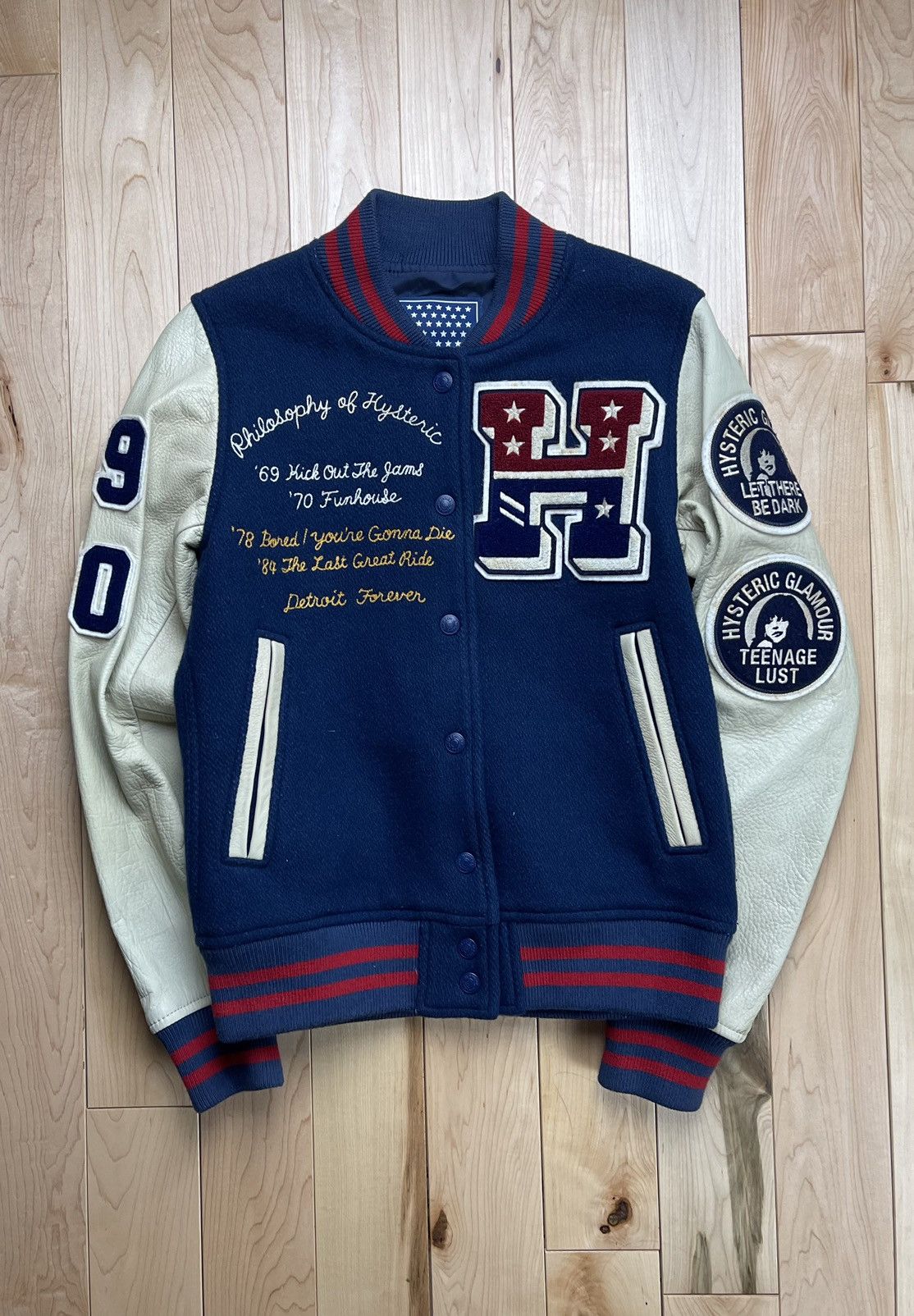 Hysteric Glamour Hysteric Glamour Chenille Patch Wool/Leather Varsity Jacket | Grailed