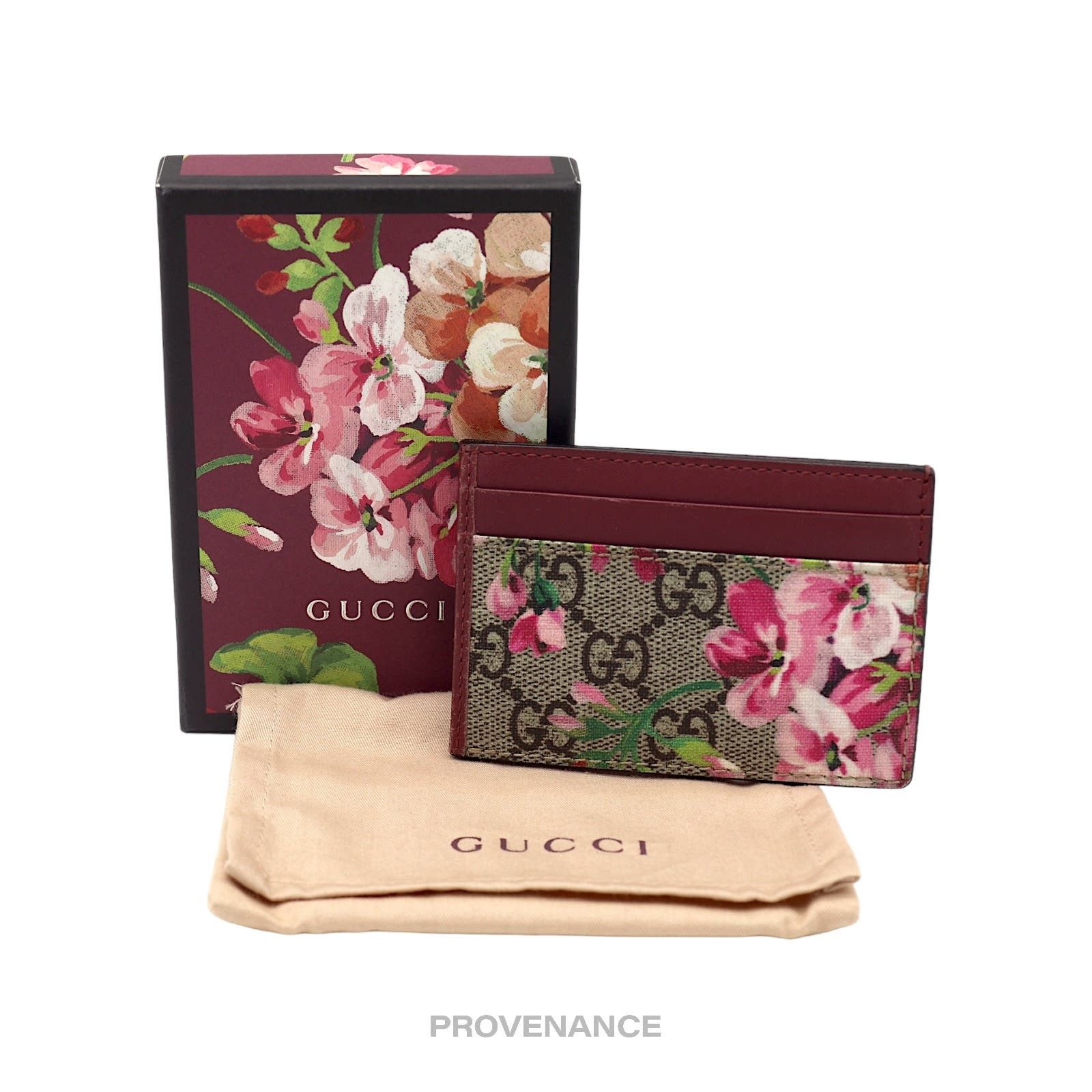 Gucci 🔴 Gucci Card Holder Wallet - Red Floral Leather | Grailed