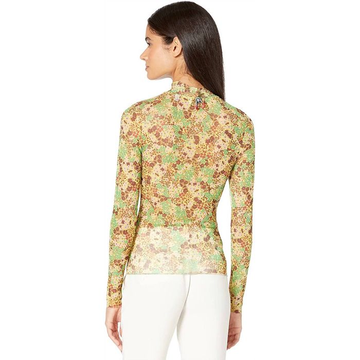 Ted Baker Lennix Mesh Floral Mock Neck Long Sleeve Top In Yellow | Grailed