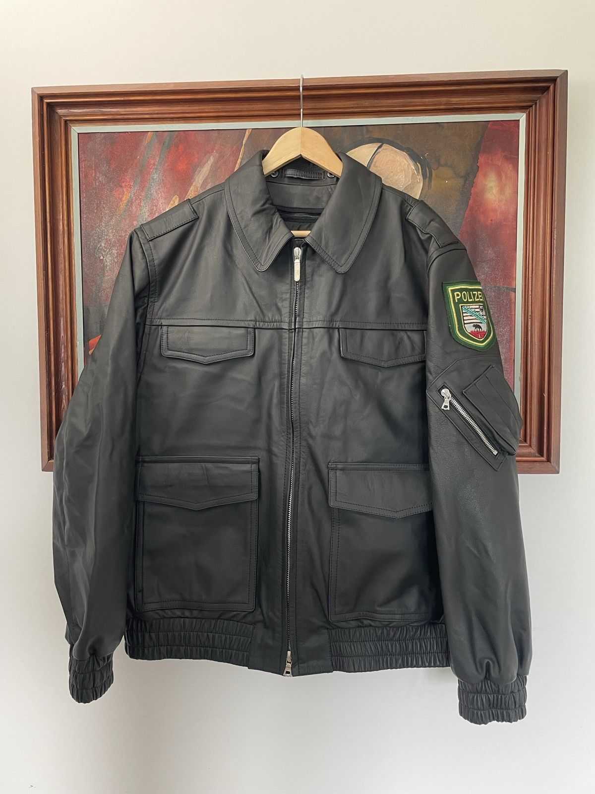 Leather Jacket × Police × Vintage Polizei Vintage OG German Leather ...
