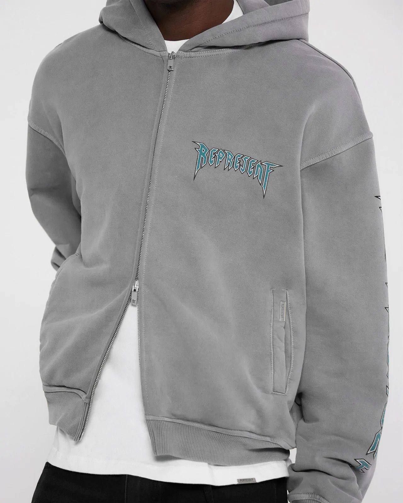 Represent Clo. Rock logo zip up hoodie | Grailed