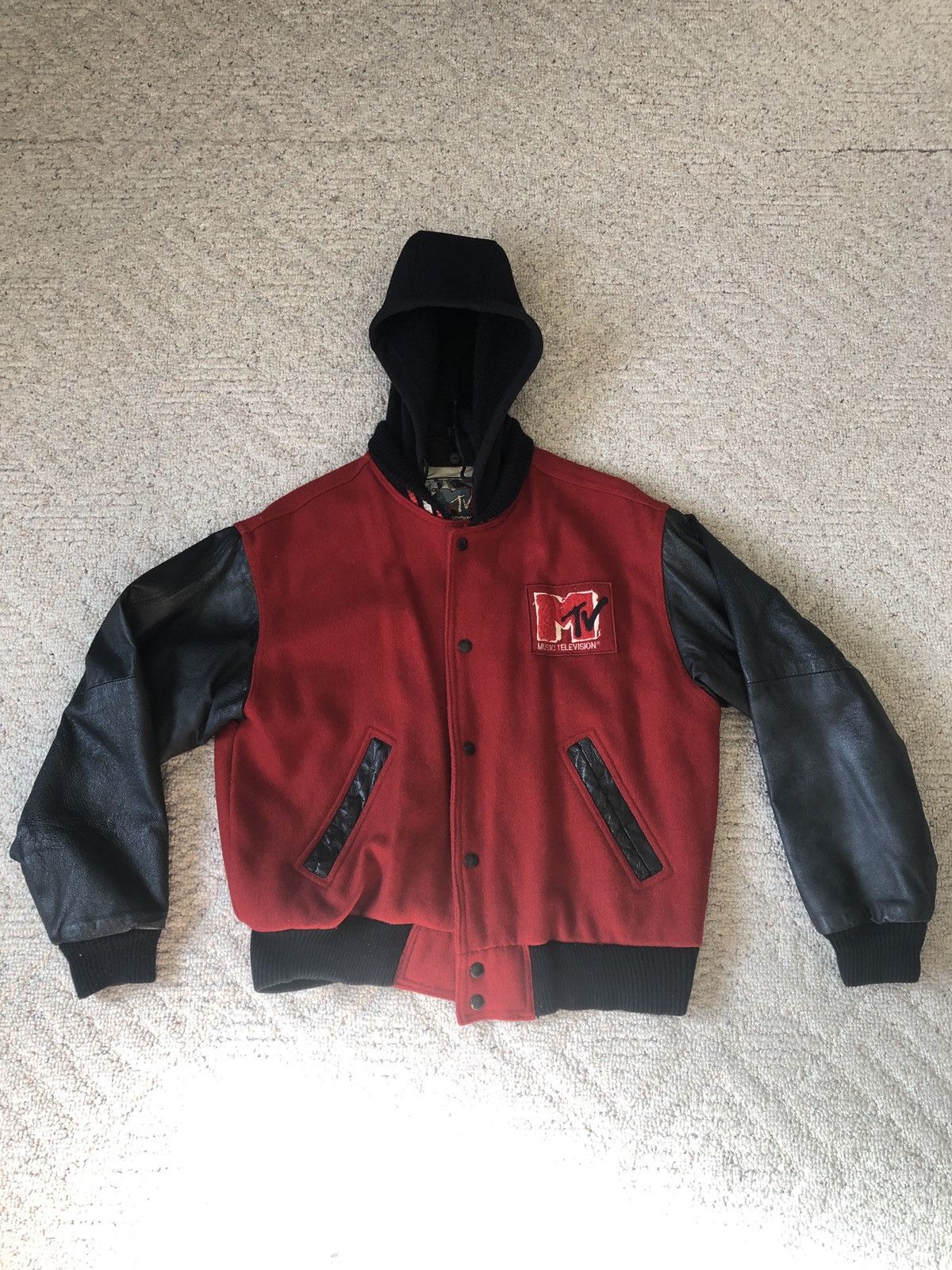 Mtv Rare 1992 MTV Networks Leather/Wool Varsity Jacket | Grailed