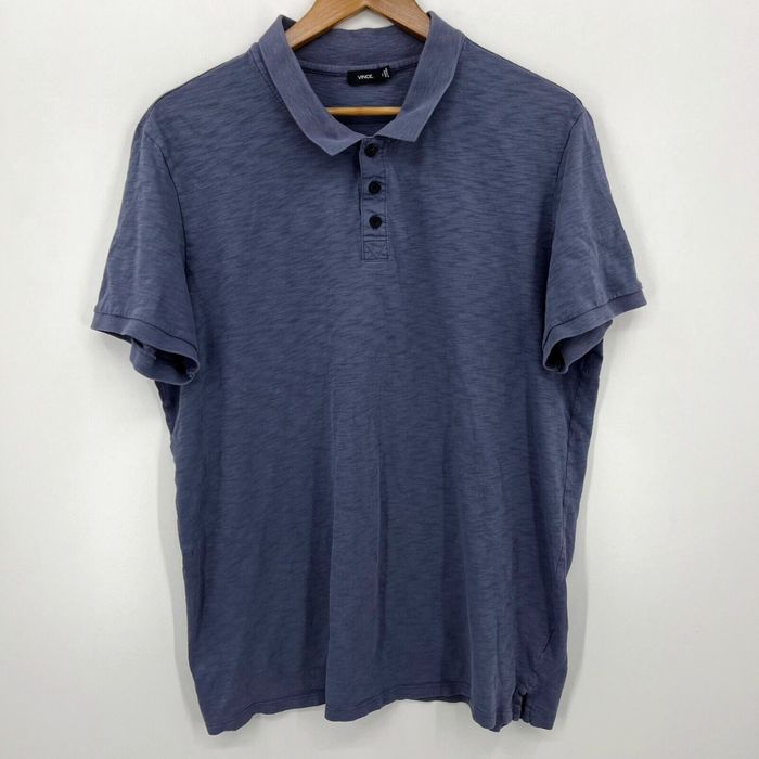 Vince Vince Polo Shirt Men's XL Blue Short Sleeve Collared Solid Blank ...