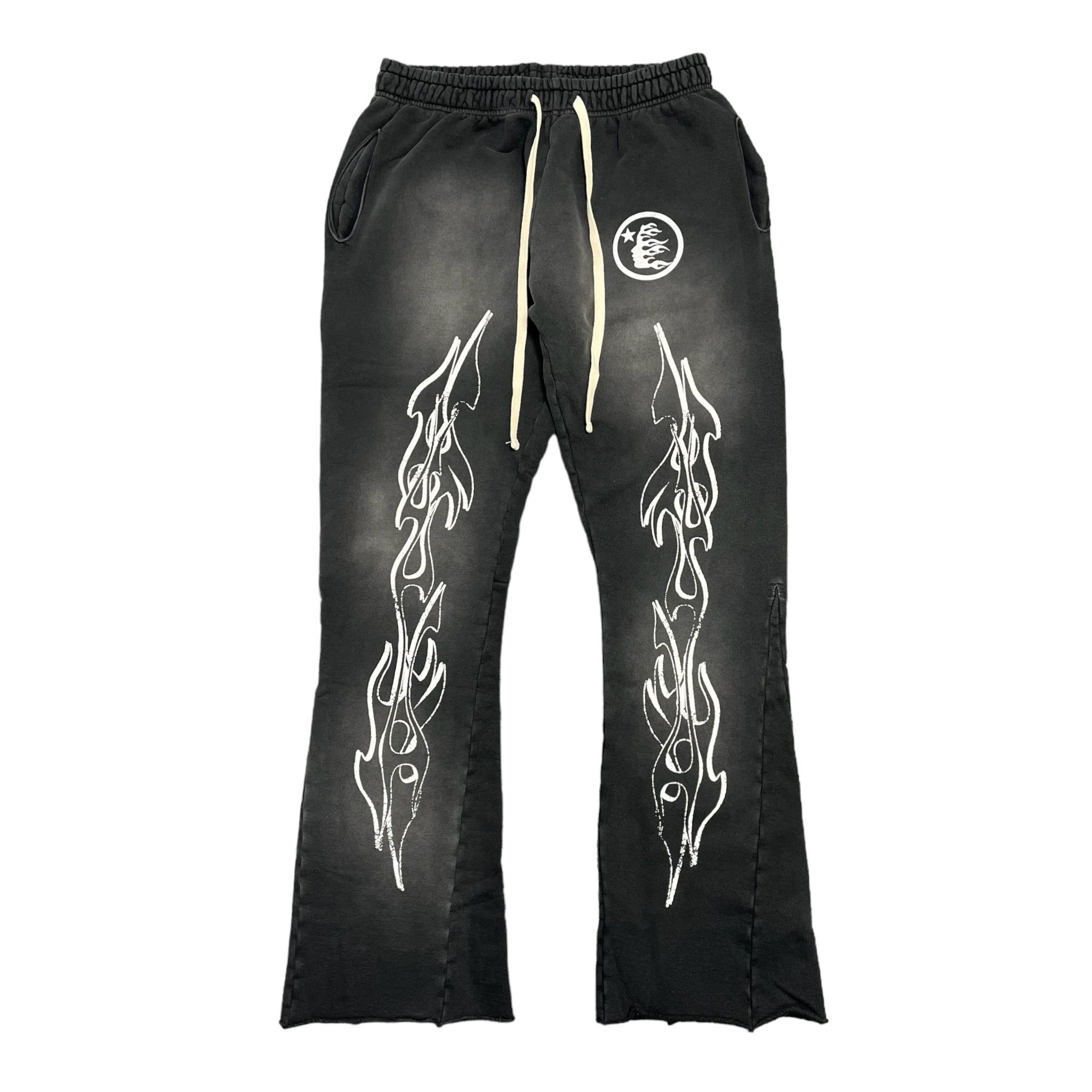 HELLSTAR Hellstar Flame Flare Sweatpants Vintage Black | Grailed