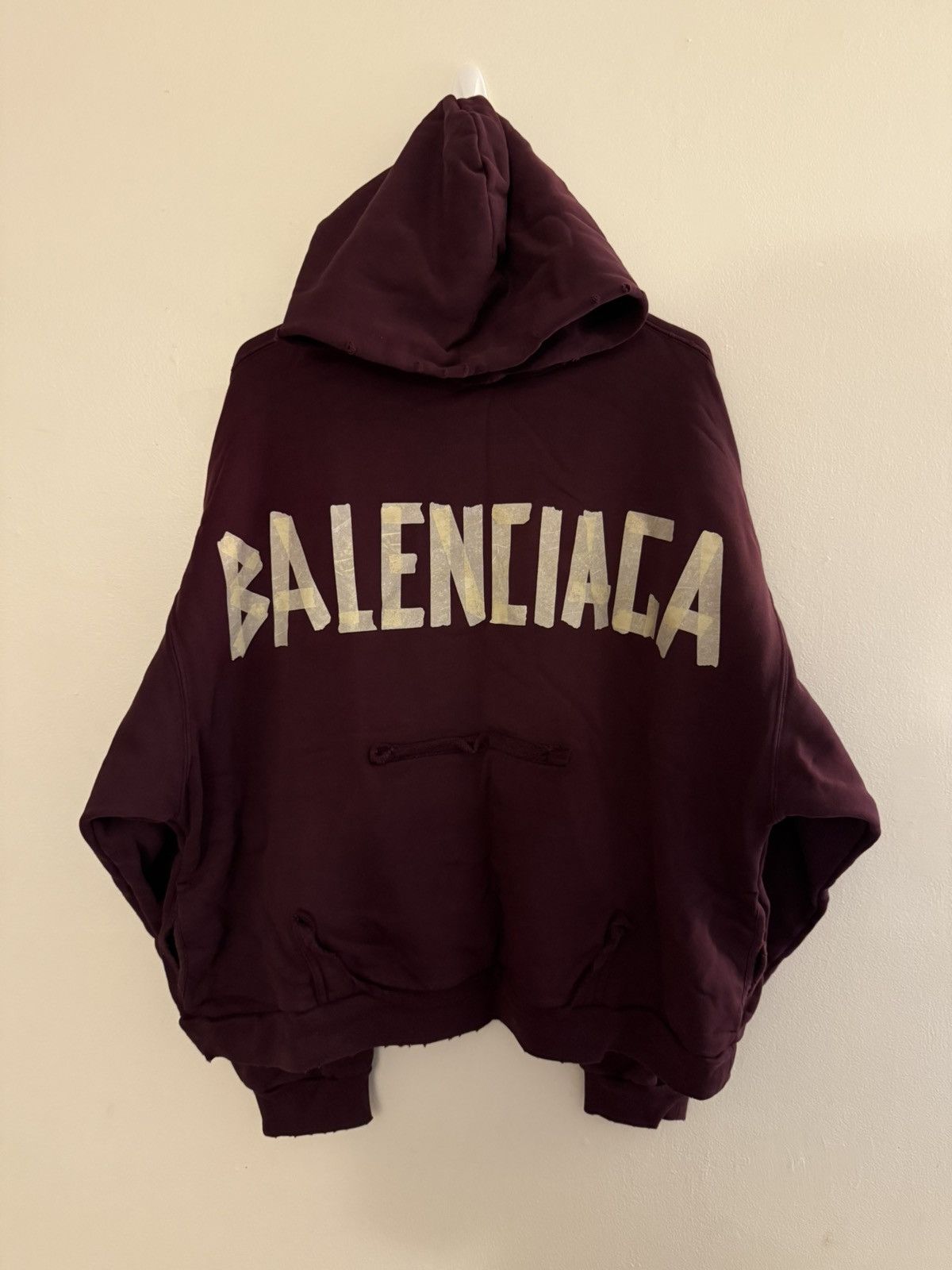 Balenciaga Balenciaga Tape Ripped Pocket Hoodie | Grailed