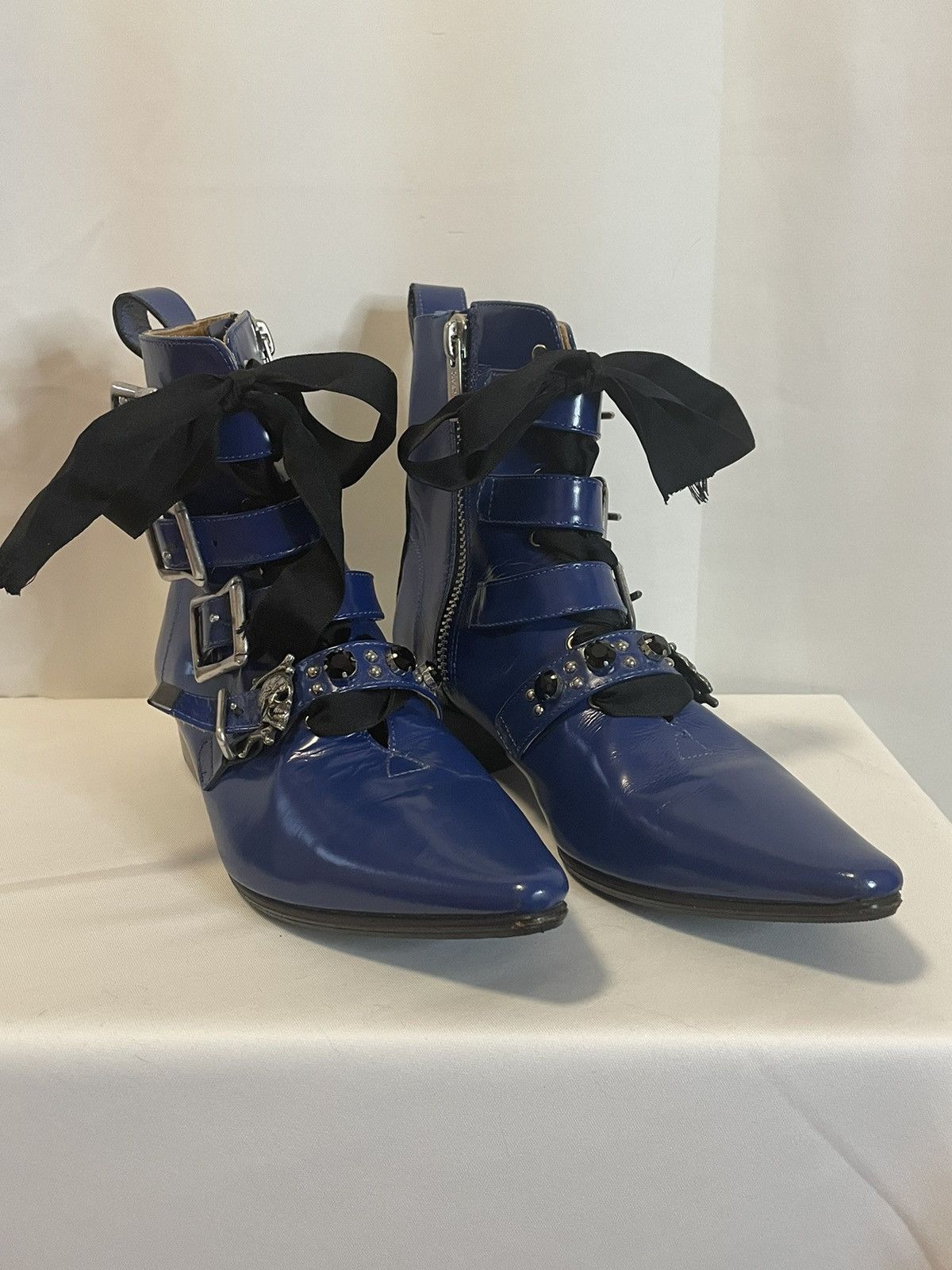 Undercover SS16 Evil Clown Jewel Skull Studded Ribbon Patent Boots ...