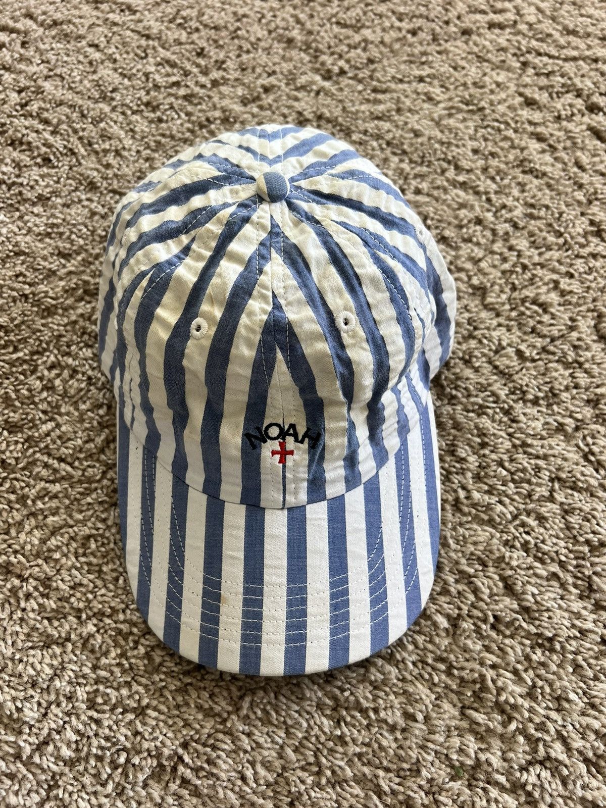 Noah Noah white and blue striped hat | Grailed