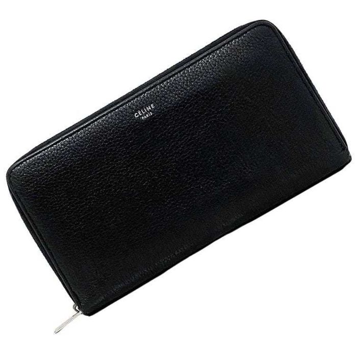 Celine CELINE long wallet large zip multifunction black yellow silver ...