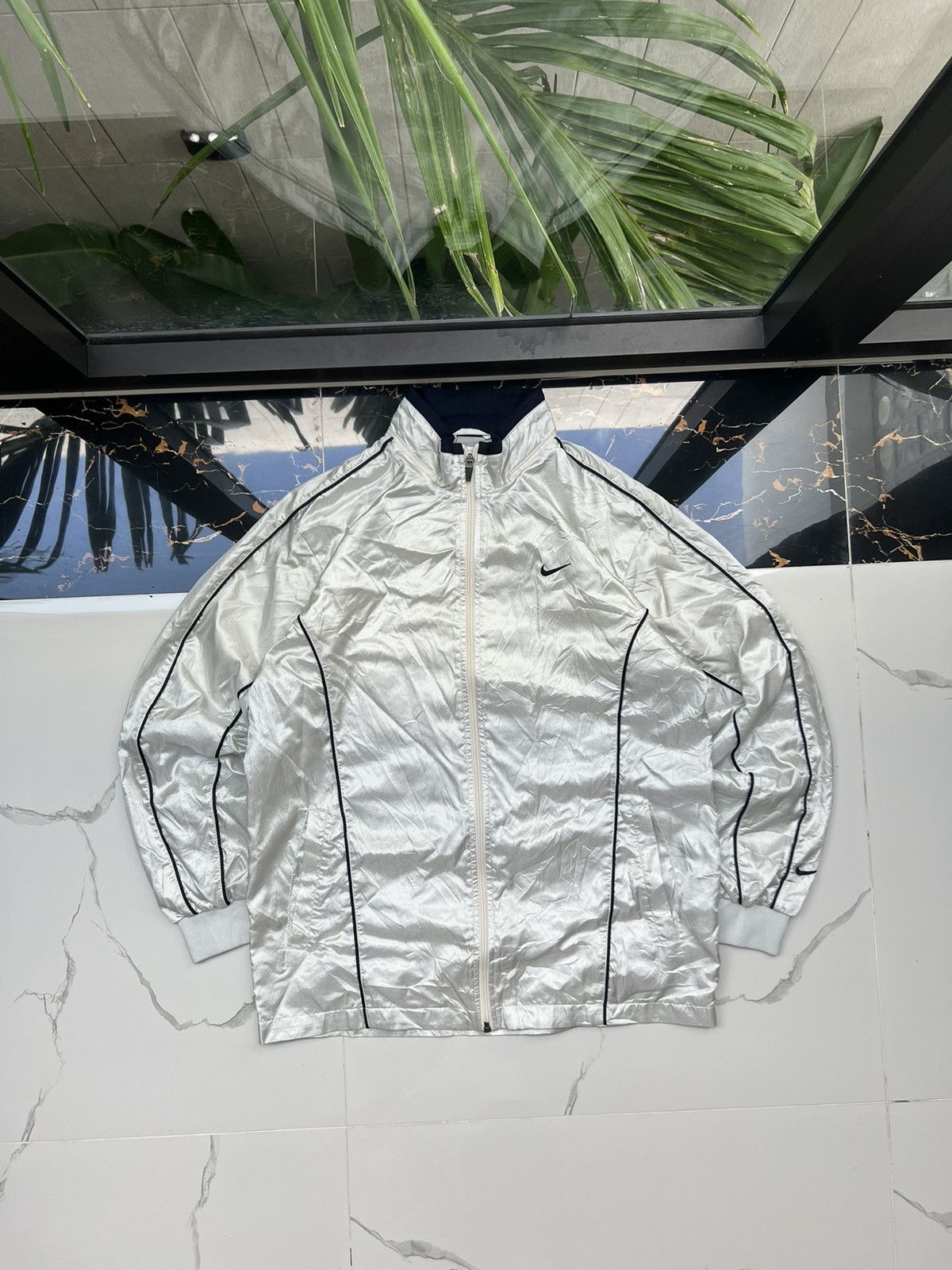 Nike × Streetwear × Vintage 90’s NIKE RARE SILVER DOUBLE SWOOSH RETRO ...