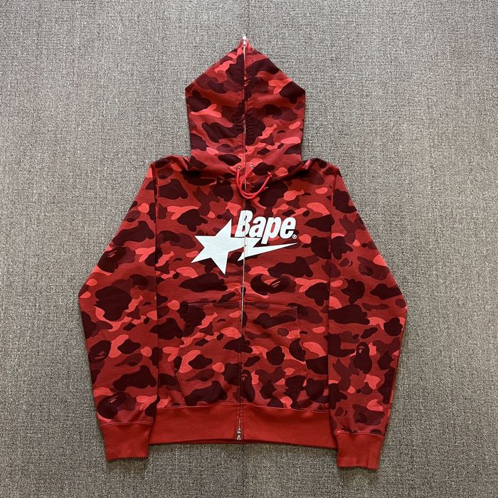 Bape Bape Red Color Camo Sta logo Hoodie | Grailed