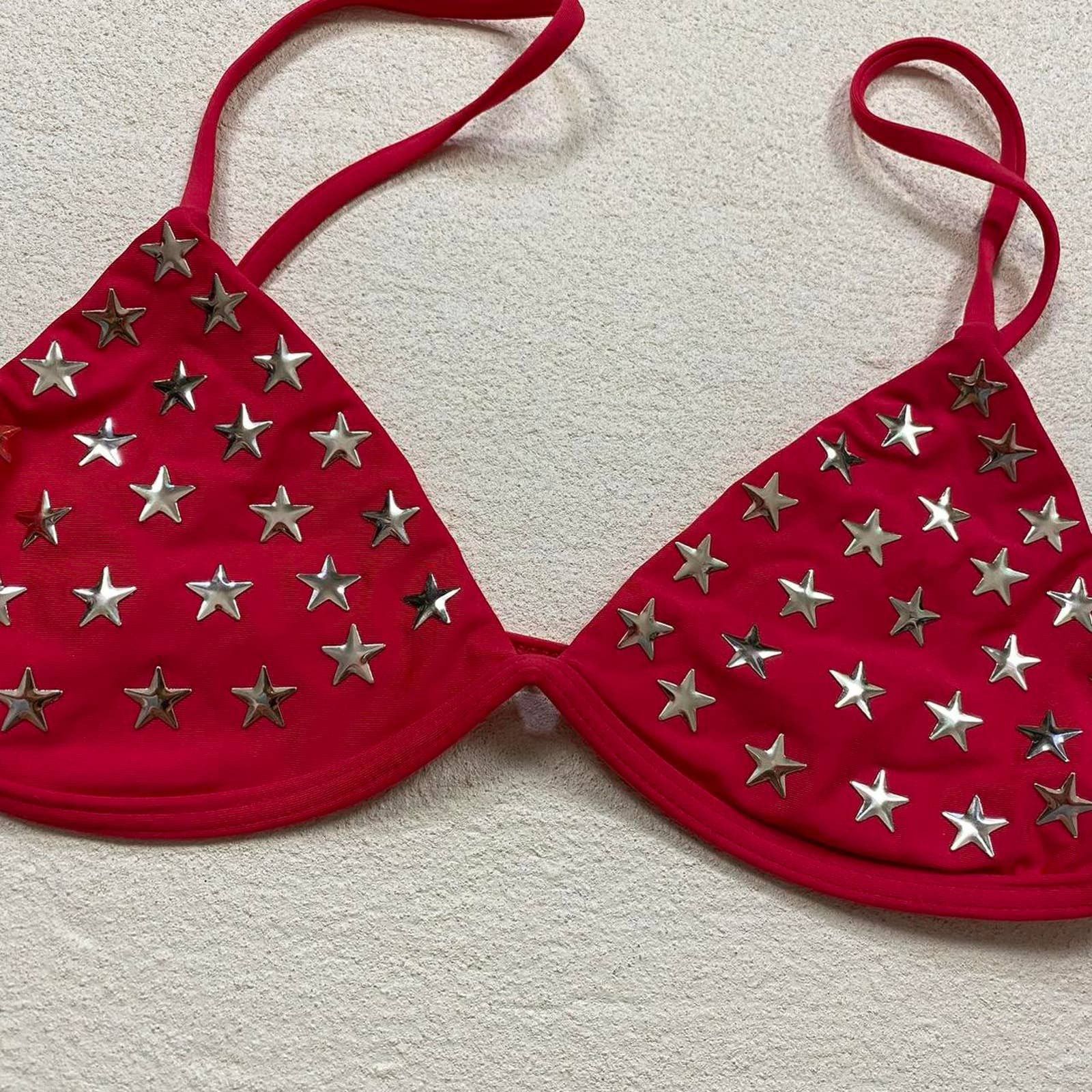 Other VYB Star Embellished Red Triangle Bikini Top, Size XS | Grailed